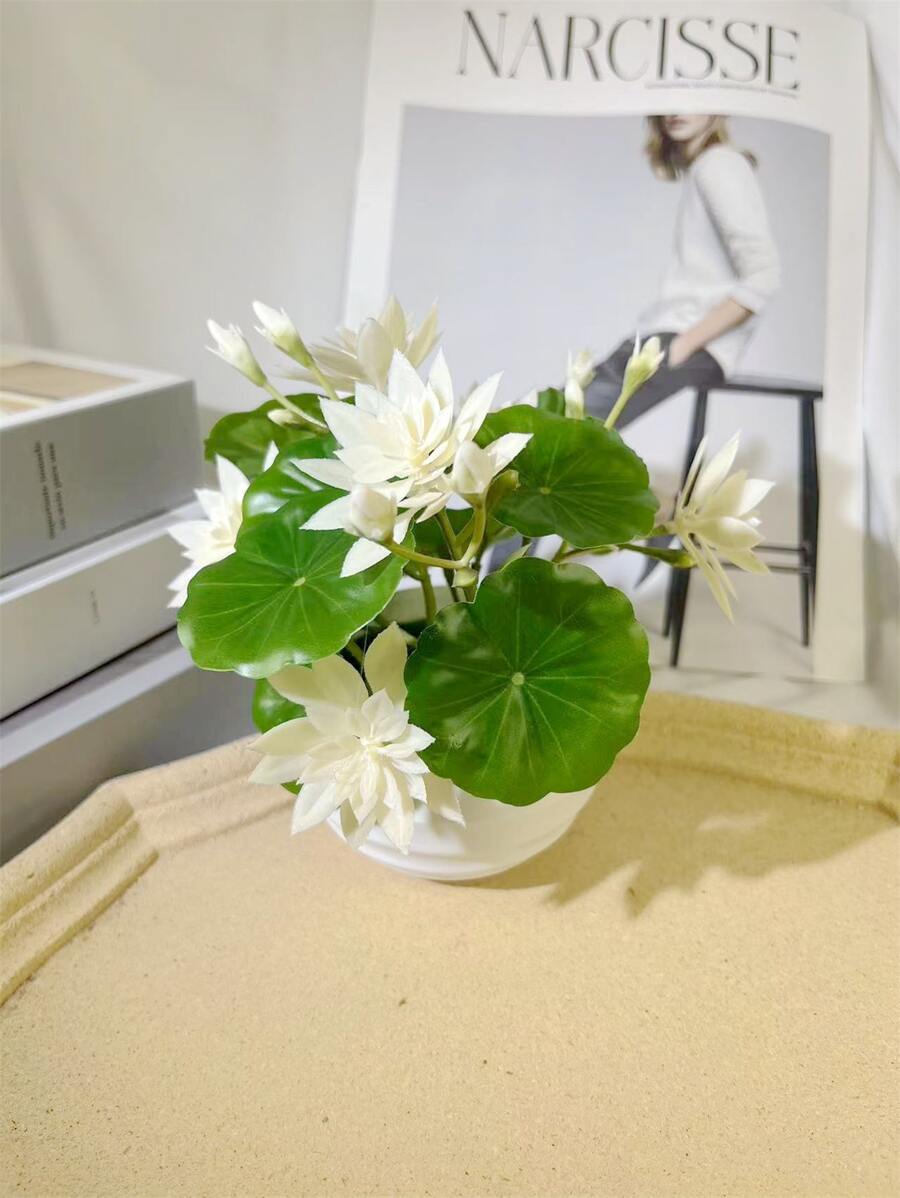 Artificial Miniature Lotus Flower Decoration With Lotus Leaf Bunch ...