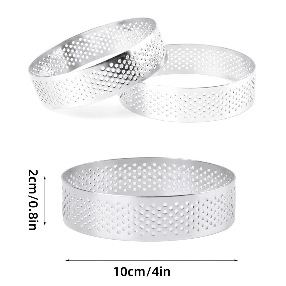 5pcs,4 Inch Tart Ring, Perforated Tart Rings For Baking, Stainless ...