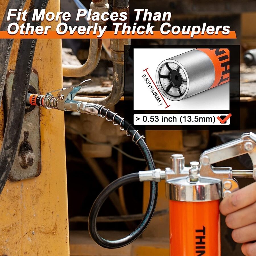 THINKWORK Grease Gun Coupler, 0.53" Grease Gun Tips, Strong Lock on ...