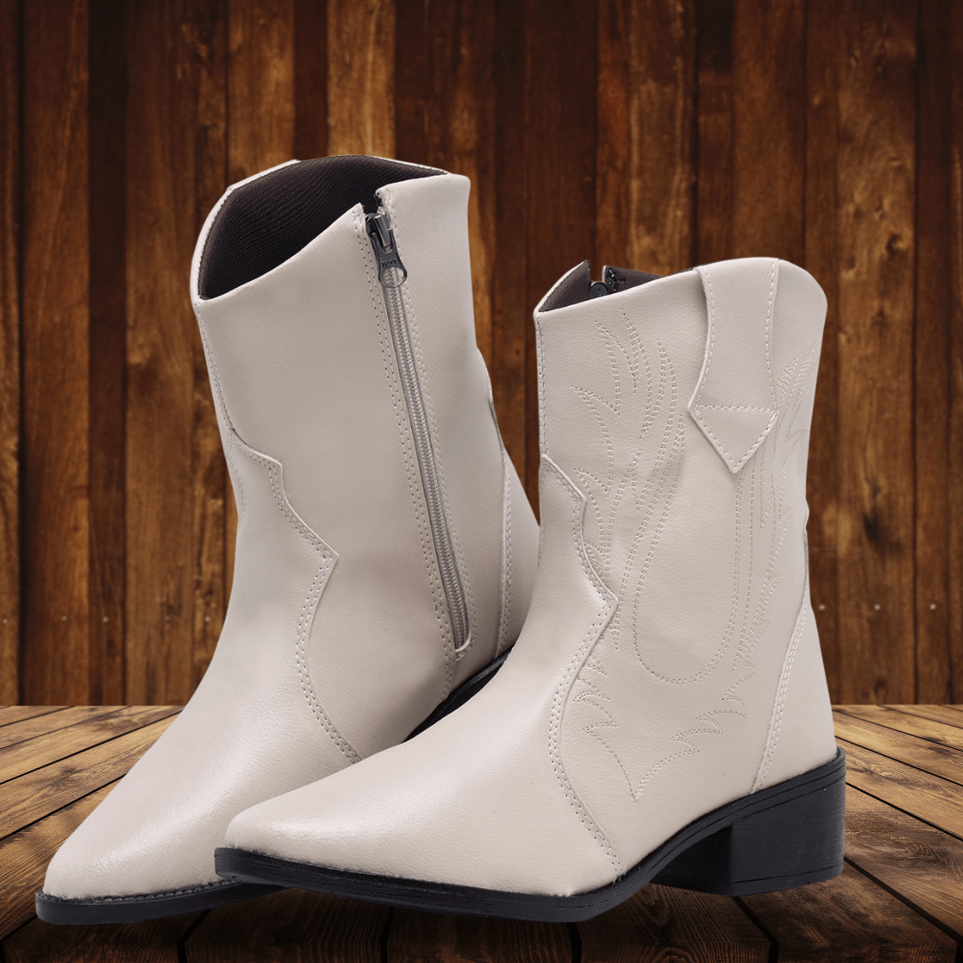Bota Ana Castela Texana Country Bico Fino Feminina Bordada Cano Curto ...