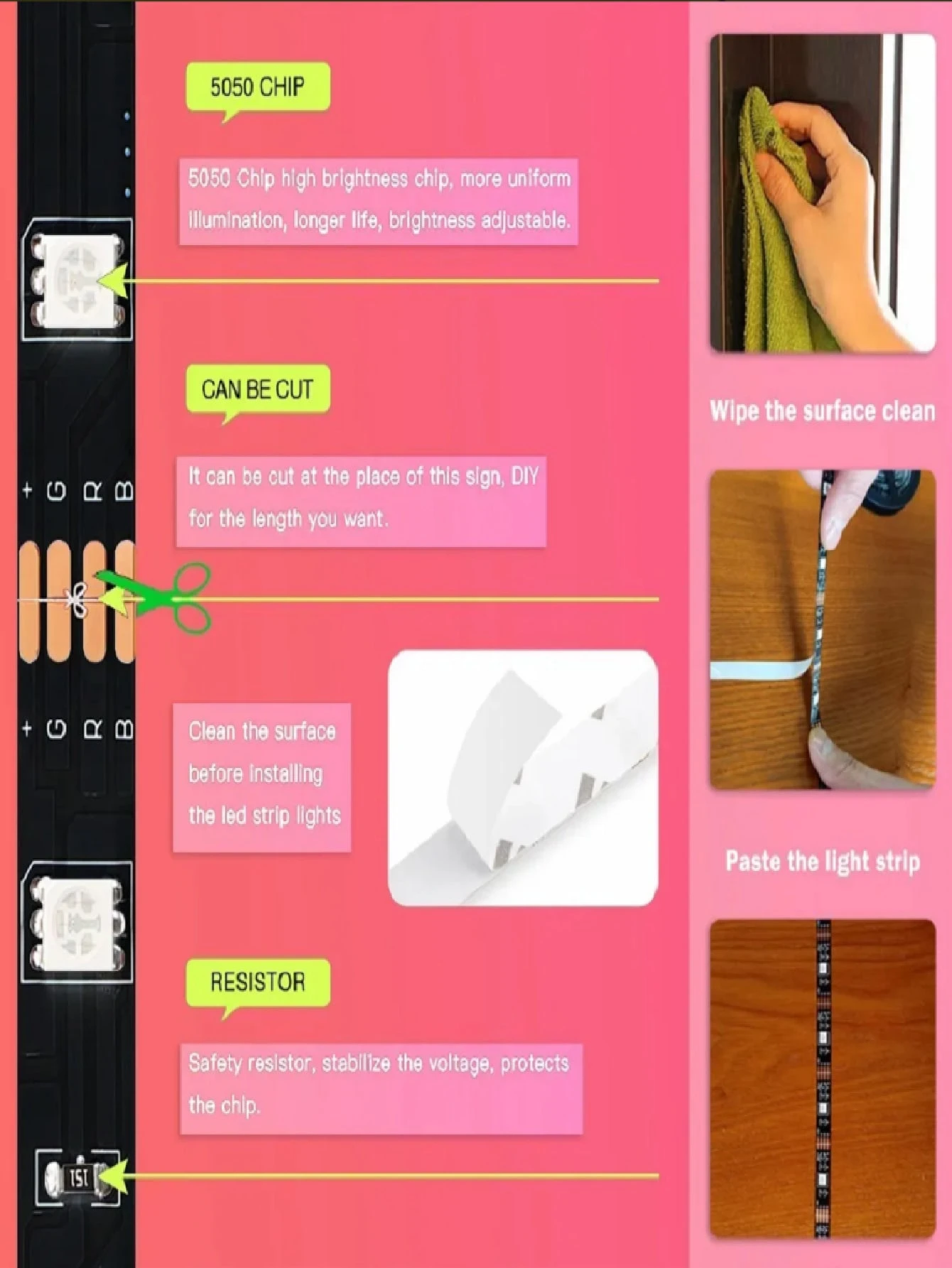 RGB 5050 Led Light Strip 5 Meters Bluetooth With App Control | SHEIN USA