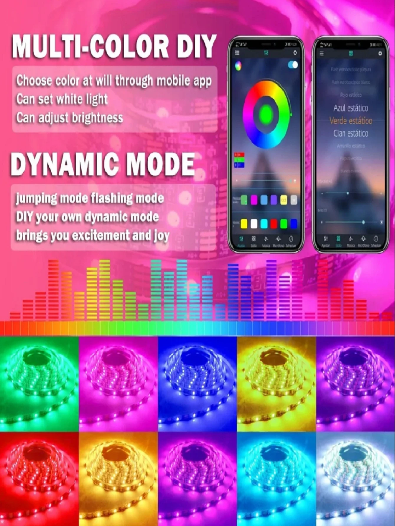 RGB 5050 Led Light Strip 5 Meters Bluetooth With App Control | SHEIN USA