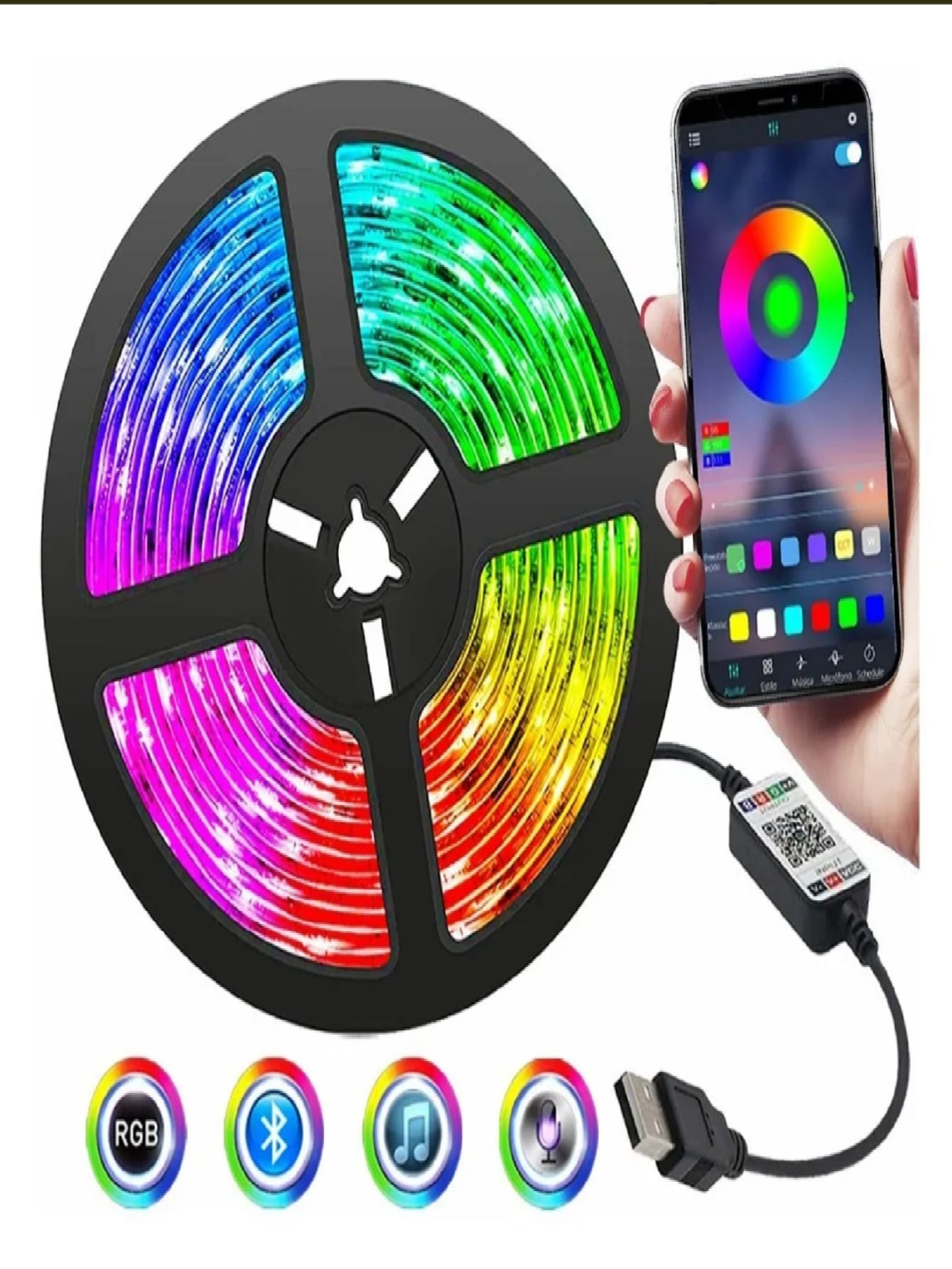 RGB 5050 Led Light Strip 5 Meters Bluetooth With App Control | SHEIN USA