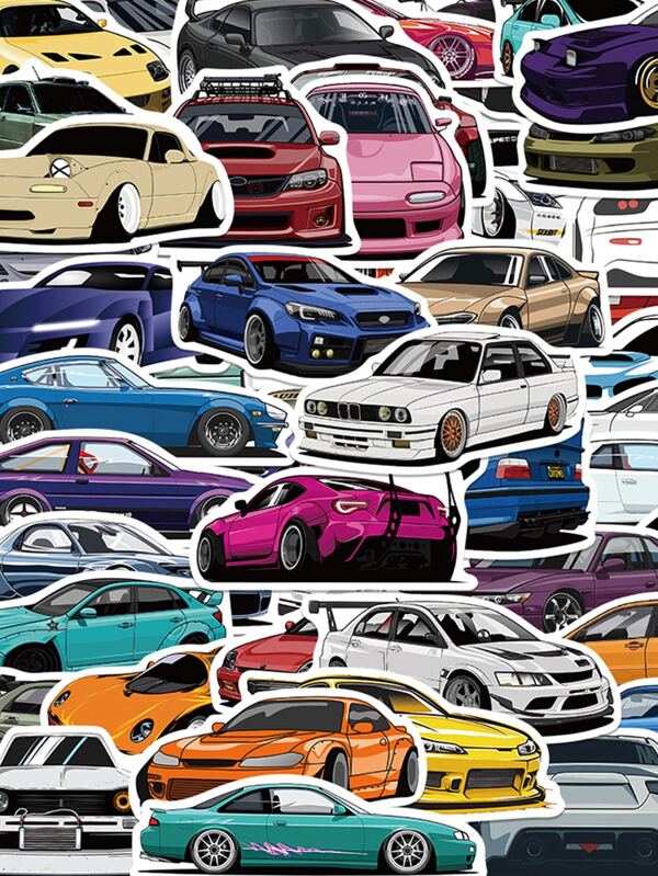 Car Themed Waterproof Stickers For Journaling, Student Decorative ...