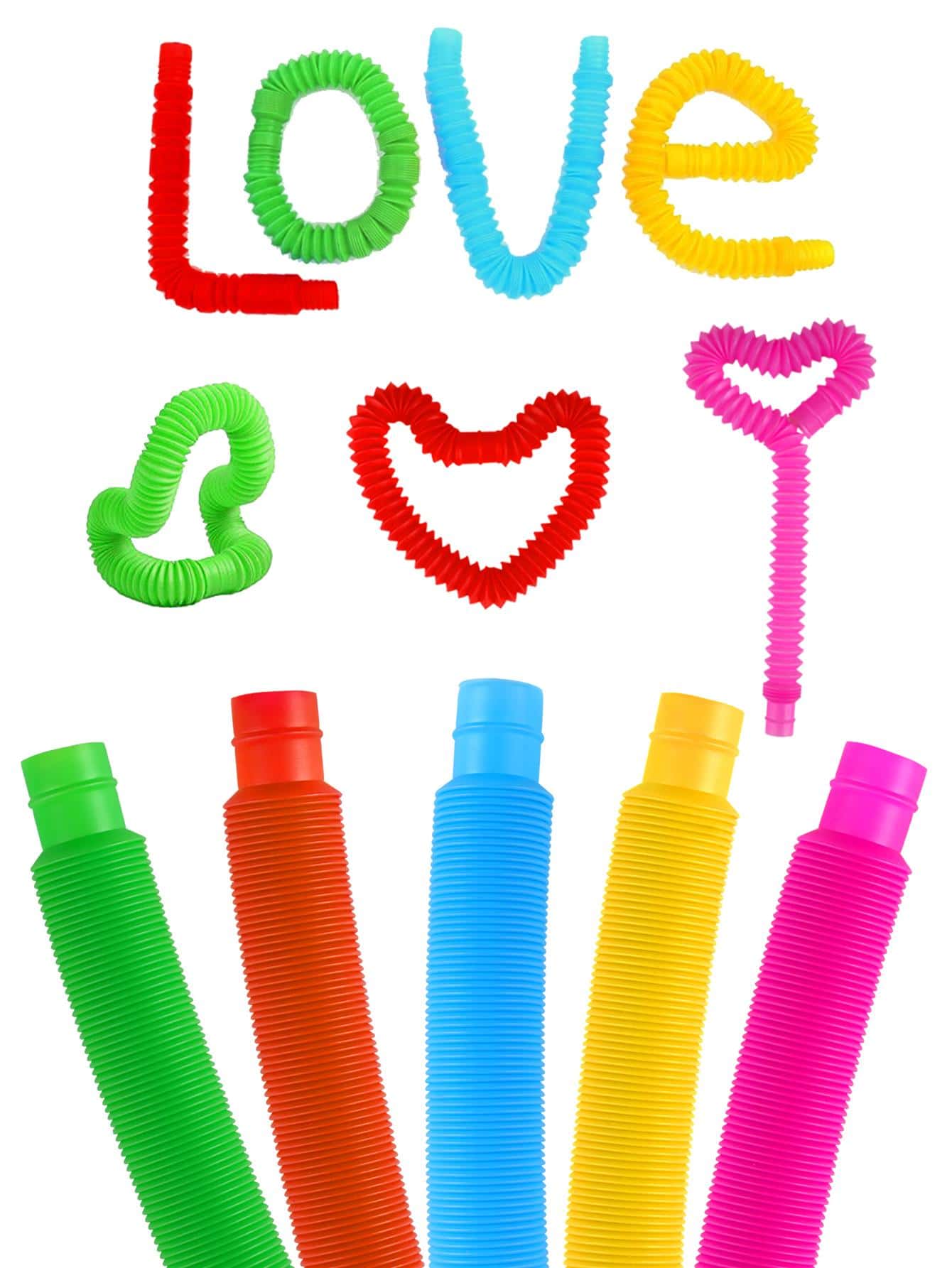 Random 5-color telescopic tube children's decompression toy plastic ...