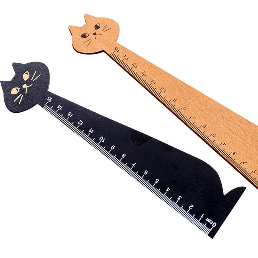 Creative Cartoon Cat Wooden Ruler 15cm Scale Student Drawing Tool ...