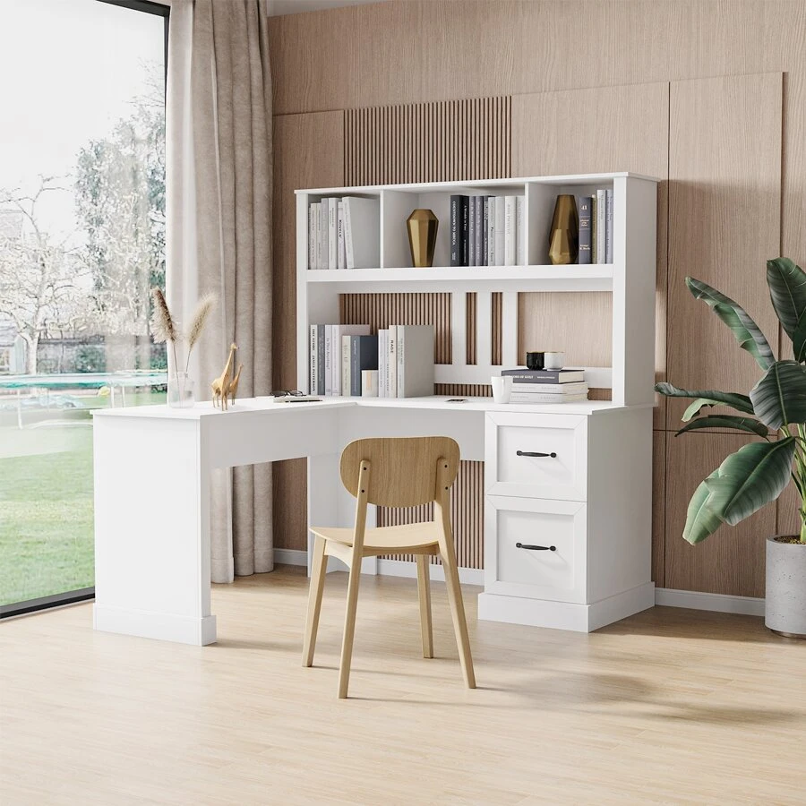 L Shaped Desk 60 Inch Office Desk, L-Shaped Corner Computer Desk with ...