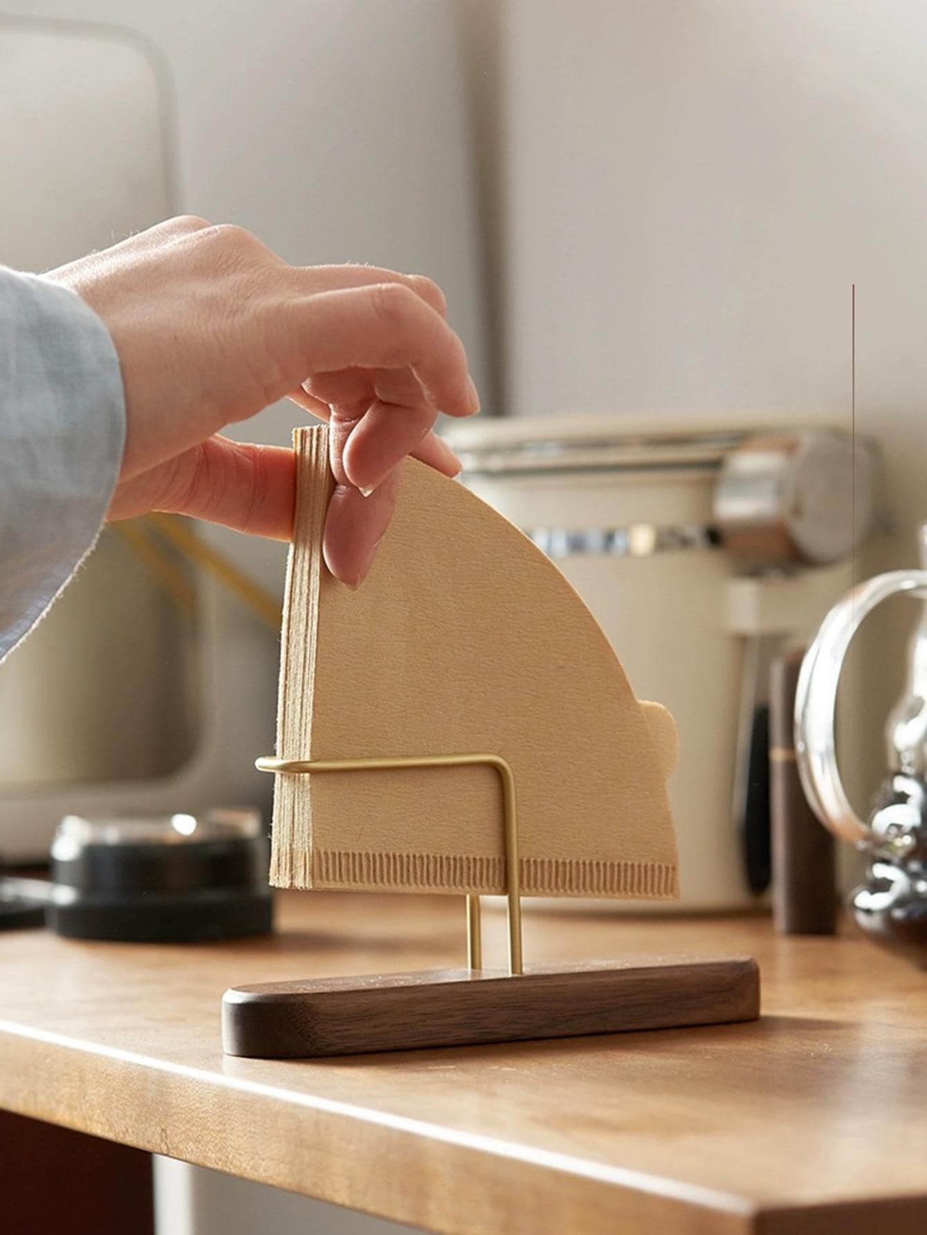 1pc Wooden Coffee Filter Holder, Filter Storage Rack, Coffee Filter ...