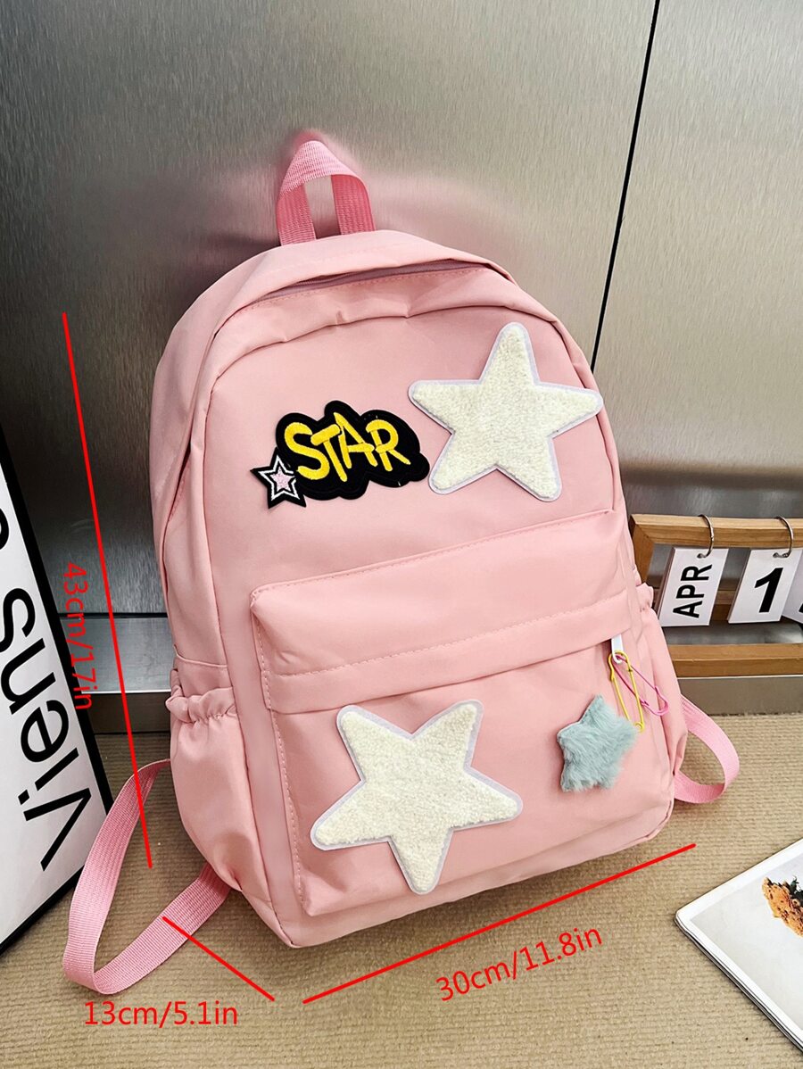 Japanese Style Backpack With Colorful Star & Alphabet Patch Decors ...