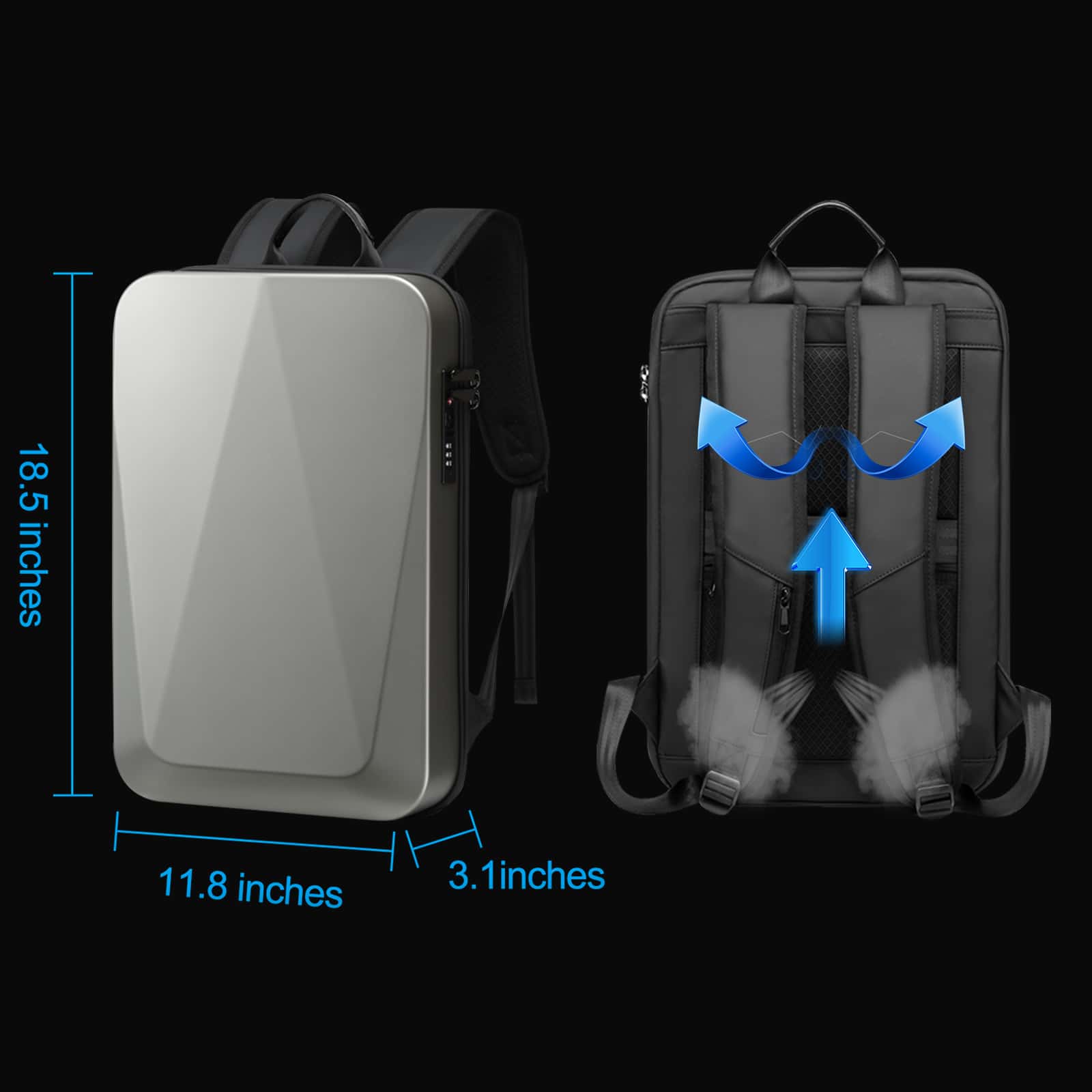 Anti-Theft Hard Shell Laptop Backpack, Waterproof Gaming Backpack with ...