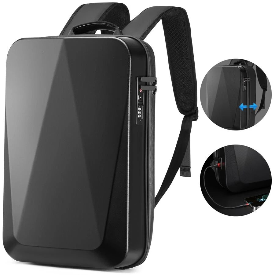 Anti-Theft Hard Shell Laptop Backpack, Expandable Waterproof Computer ...