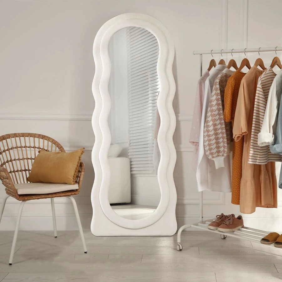 YOSHOOT Full Length Mirror 63"x24", Irregular Full Body Mirror, Wave ...