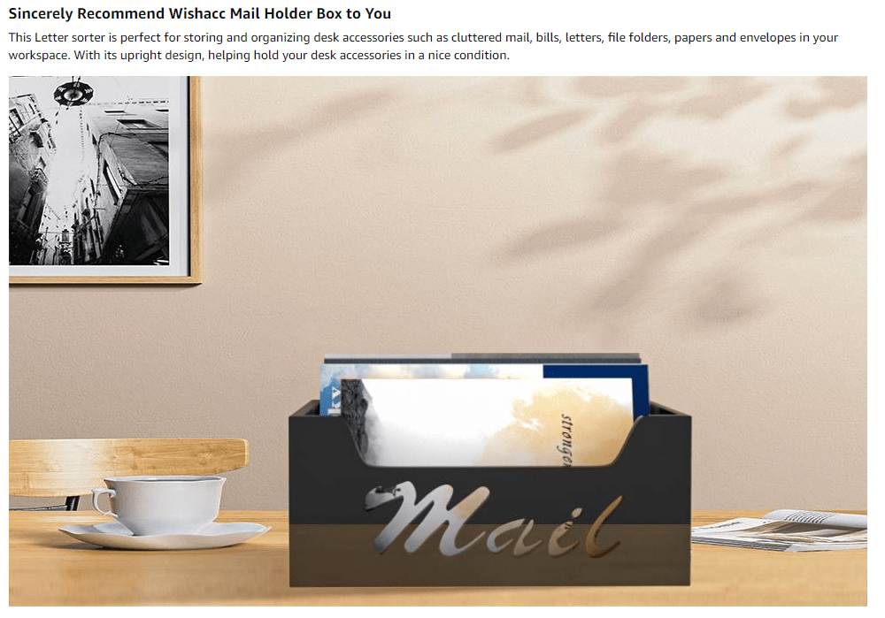 Black Acrylic Mail Letter Holder Box - wishacc Vertical Bill & Envelope ...