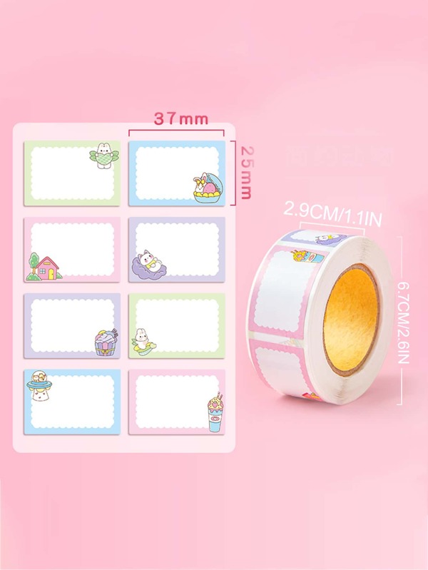 Cartoon Tape Name Stickers For Kids, Waterproof Self-adhesive Labels ...