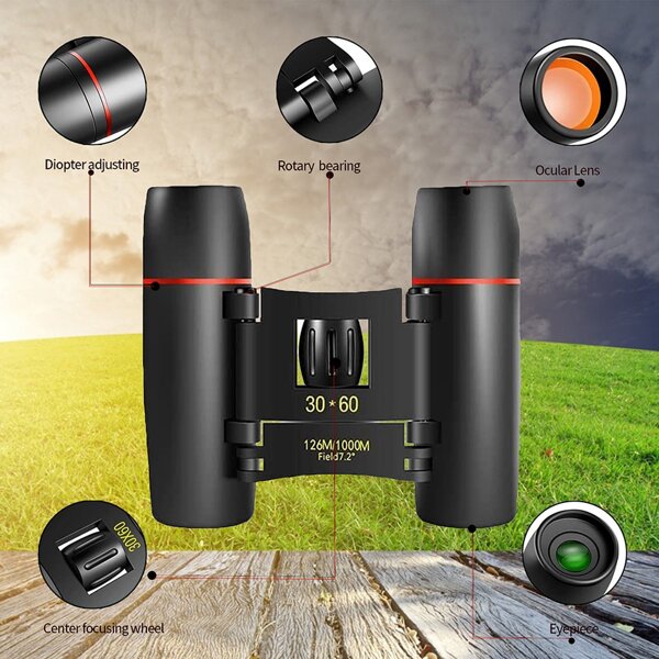 30x60 High-definition Red Film Coated Binoculars For Travel, Concert ...