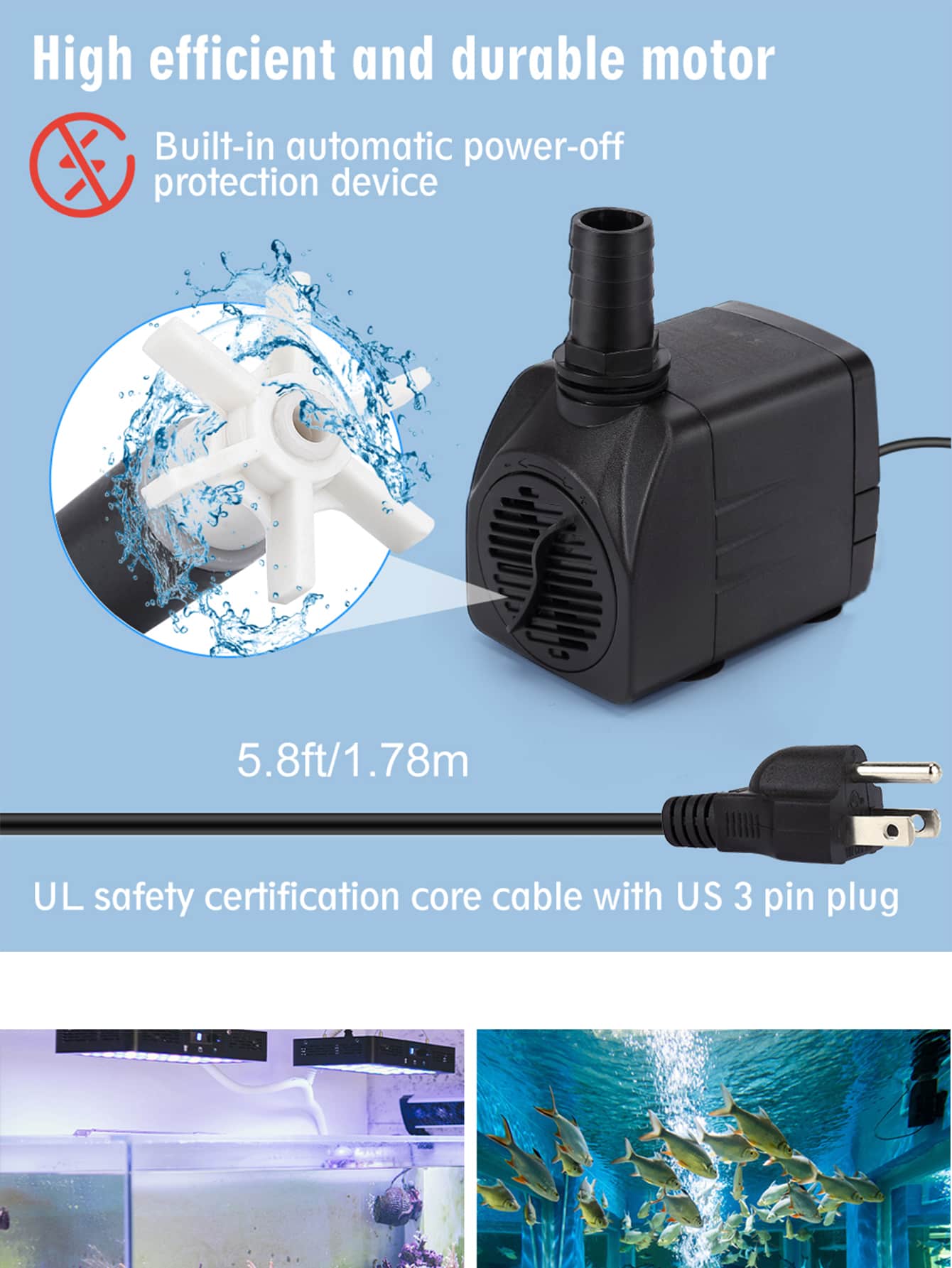 Premium 400GPH Submersible Water Pump - 1500L/H 25W - Outdoor Fountain ...