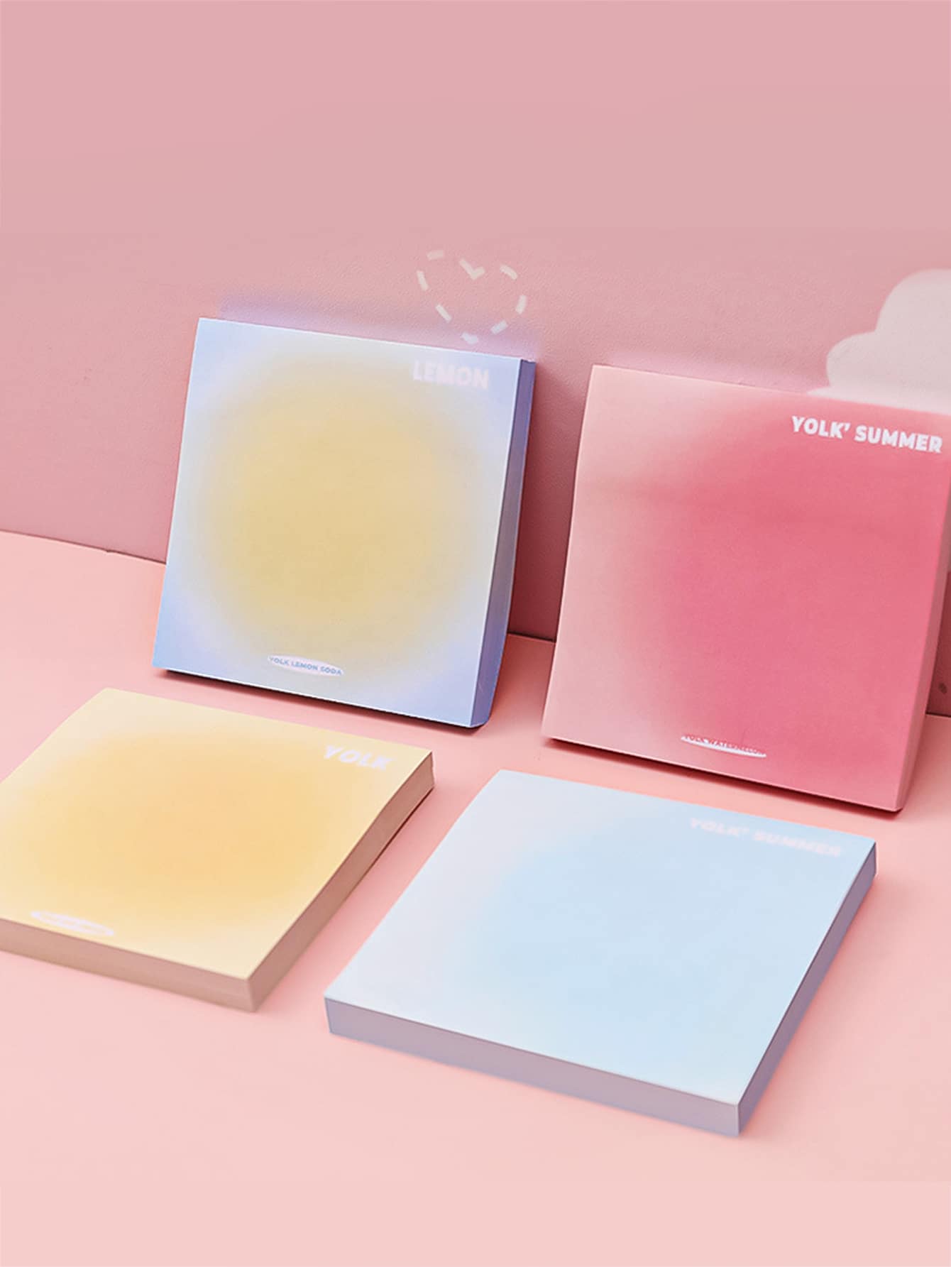 50 Sheets Pink Gradient Solid Color Sticky Notes For Students' Note ...