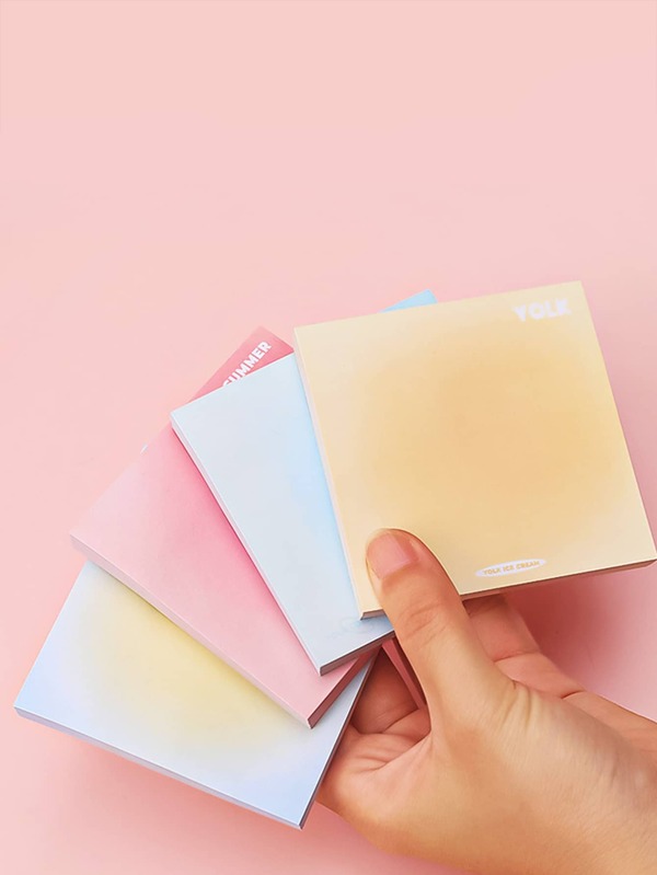 50 Sheets Pink Gradient Solid Color Sticky Notes For Students' Note ...