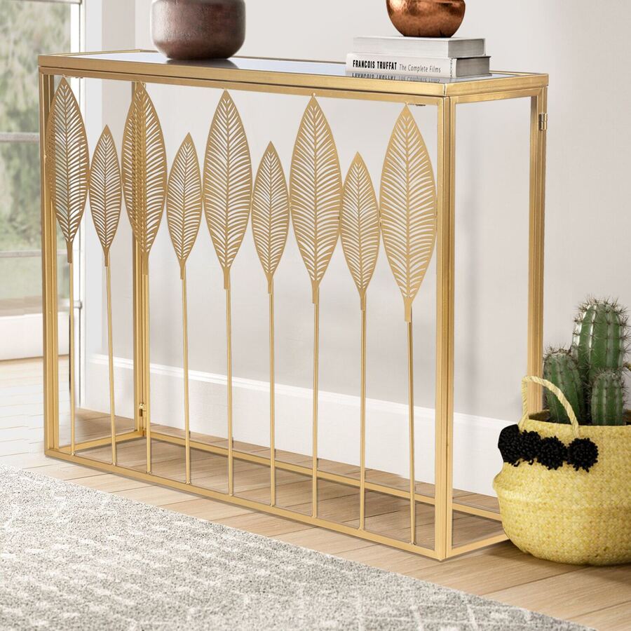 Joveco Console Table Set of 2- Gold Thin Sofa Table- Metal Slim Console ...