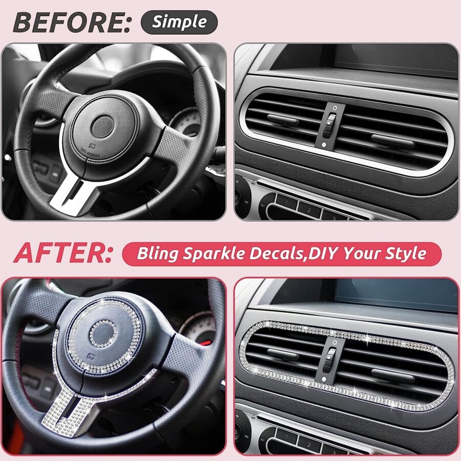 Bling Car Trim Self-adhesive Rhinestone Car Interior & Exterior ...