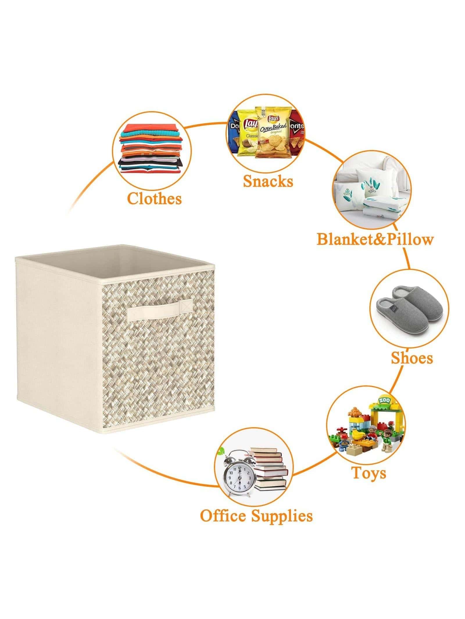 6 Pack Fabric Storage Cubes with Handle, Foldable 13x13 Inch Large Cube ...