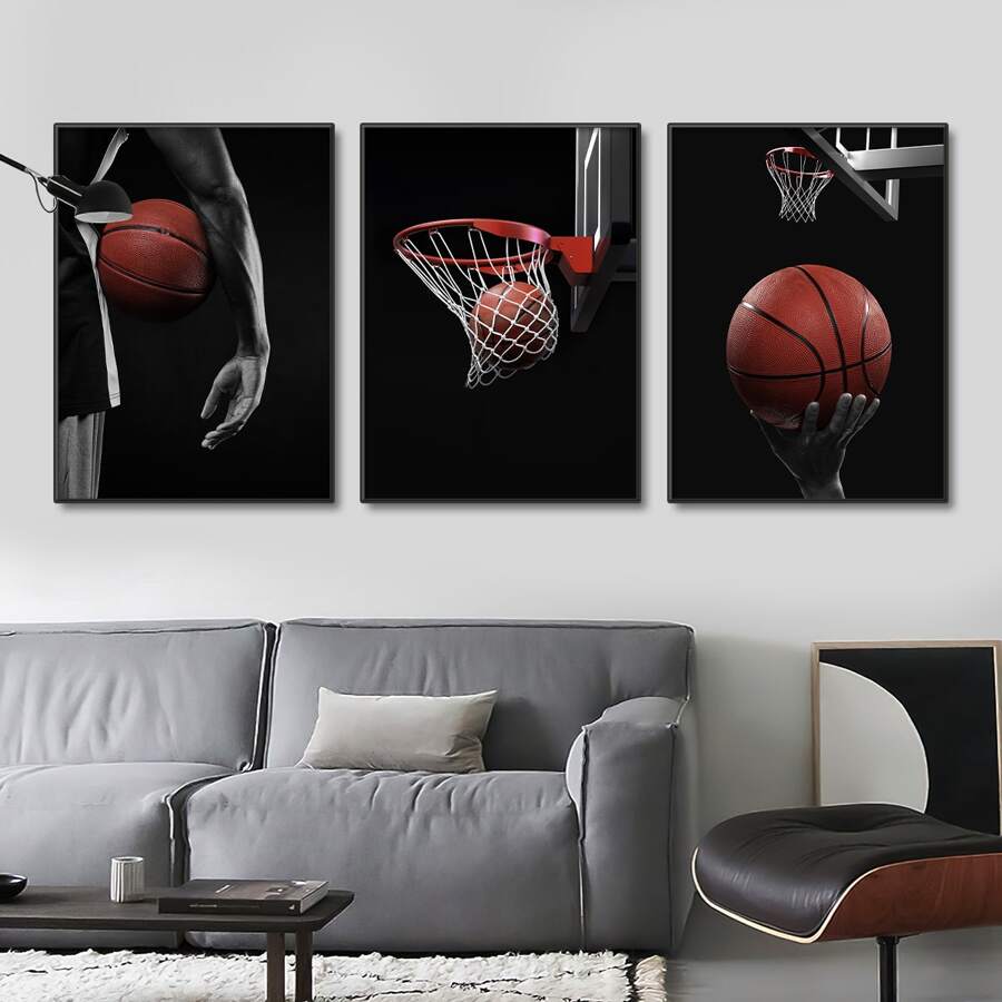 3pcs Basketball Art Prints Wall Art Antique Basketball and Low Angle ...