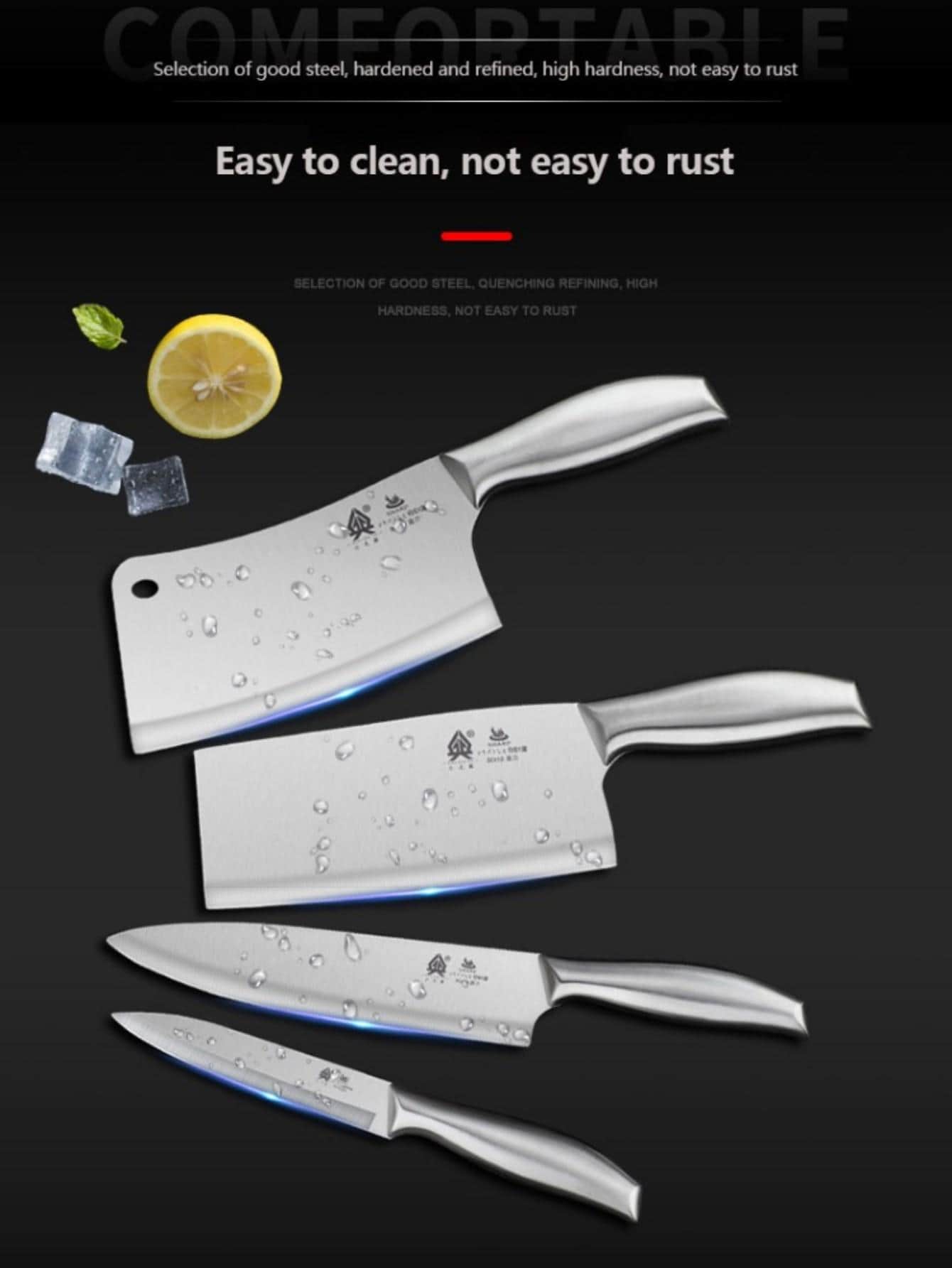 Professional Chef Sharp Knife Set Stainless Steel Multifunction Kitchen ...