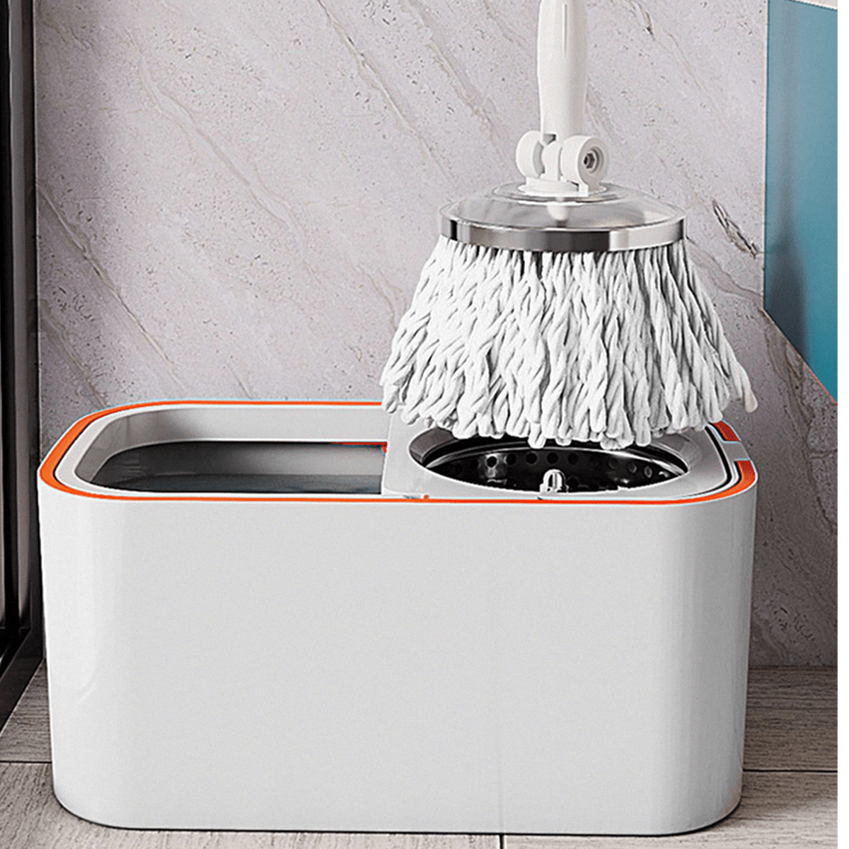 Spin Mop System Plus 6 Refill Head,Spin Mop and Bucket with Wringer Set ...