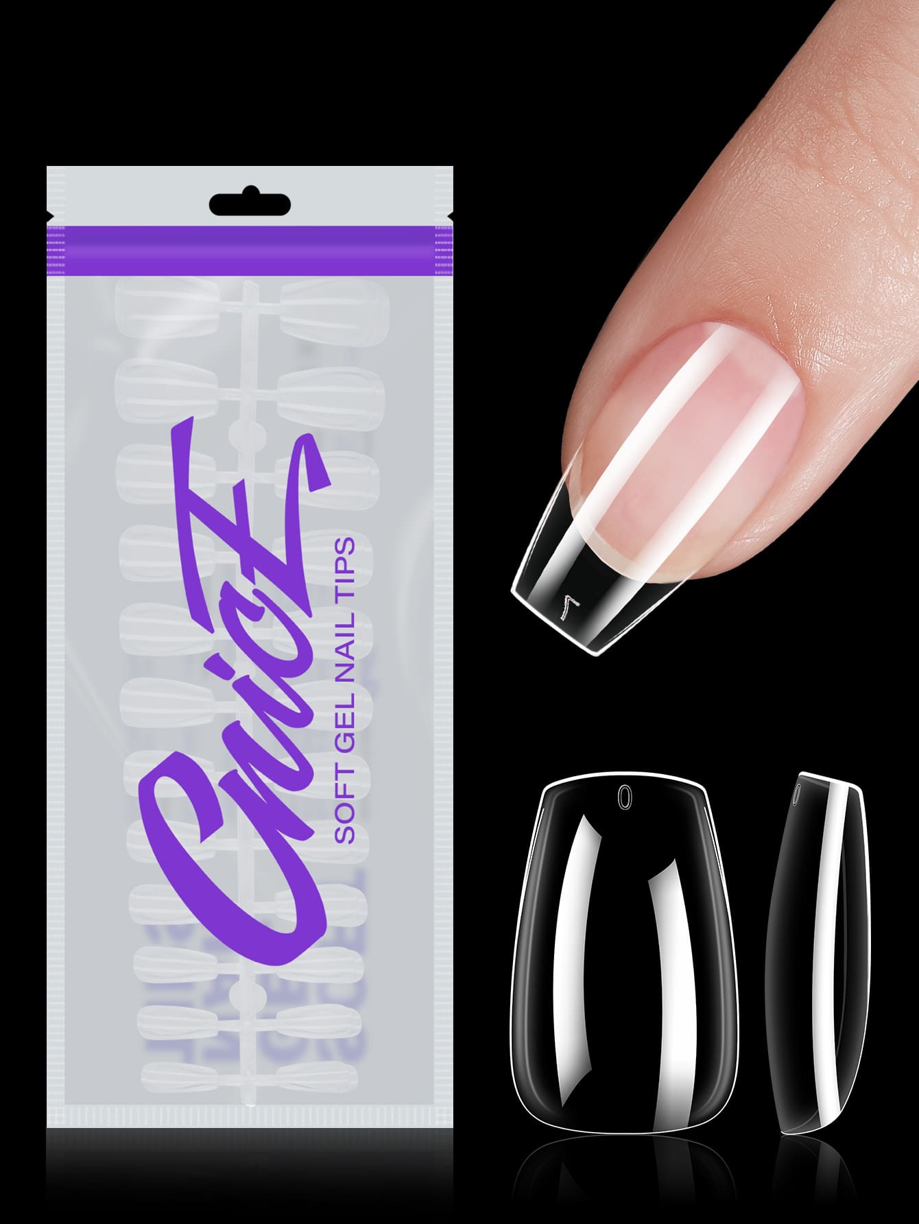 192pcs Short Coffin Shape False Nail Tips, 12 Sizes Transparent Nail ...