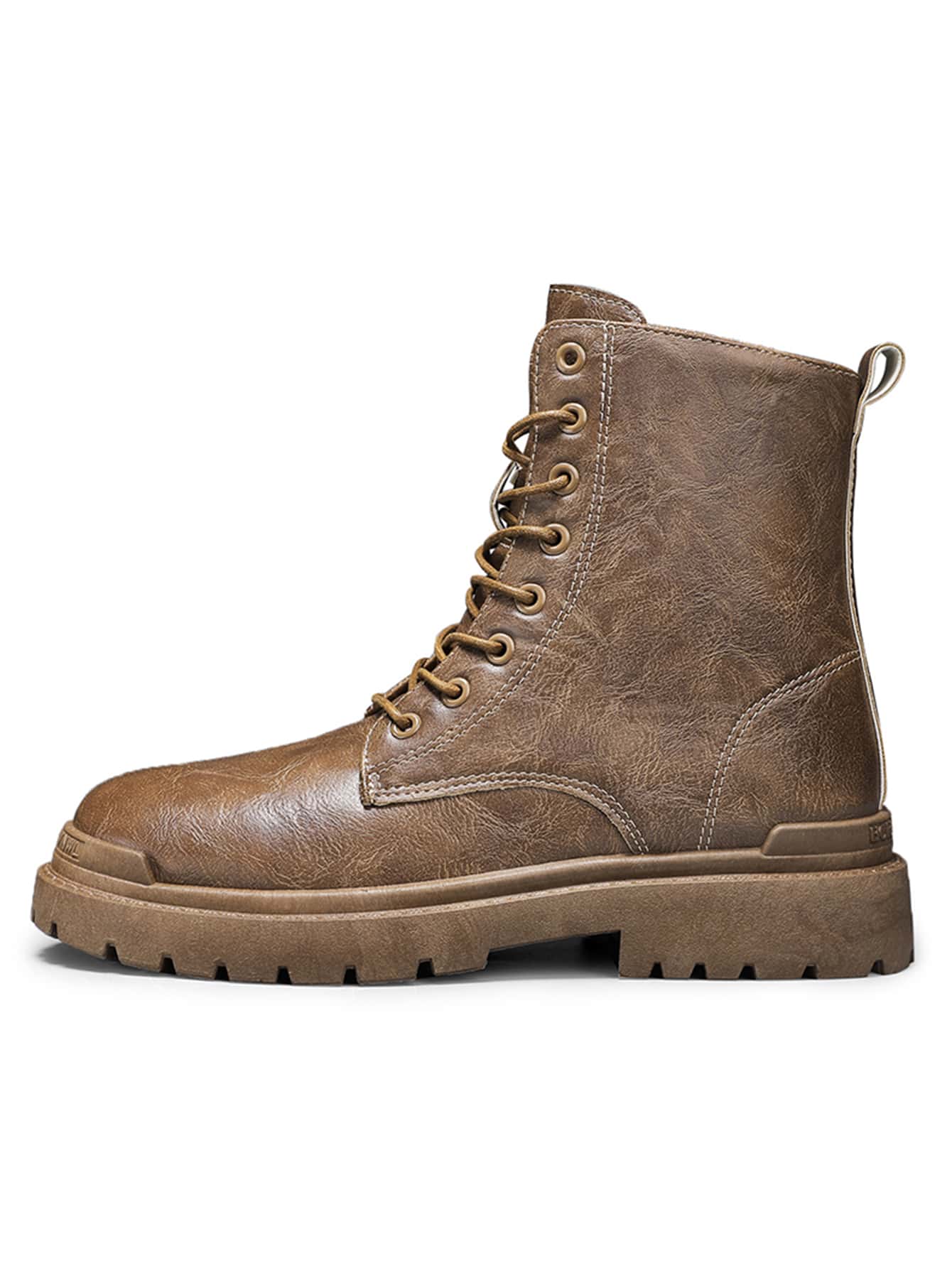 Men's Simple Front Lace-up High Top Motorcycle Boots With Versatile ...