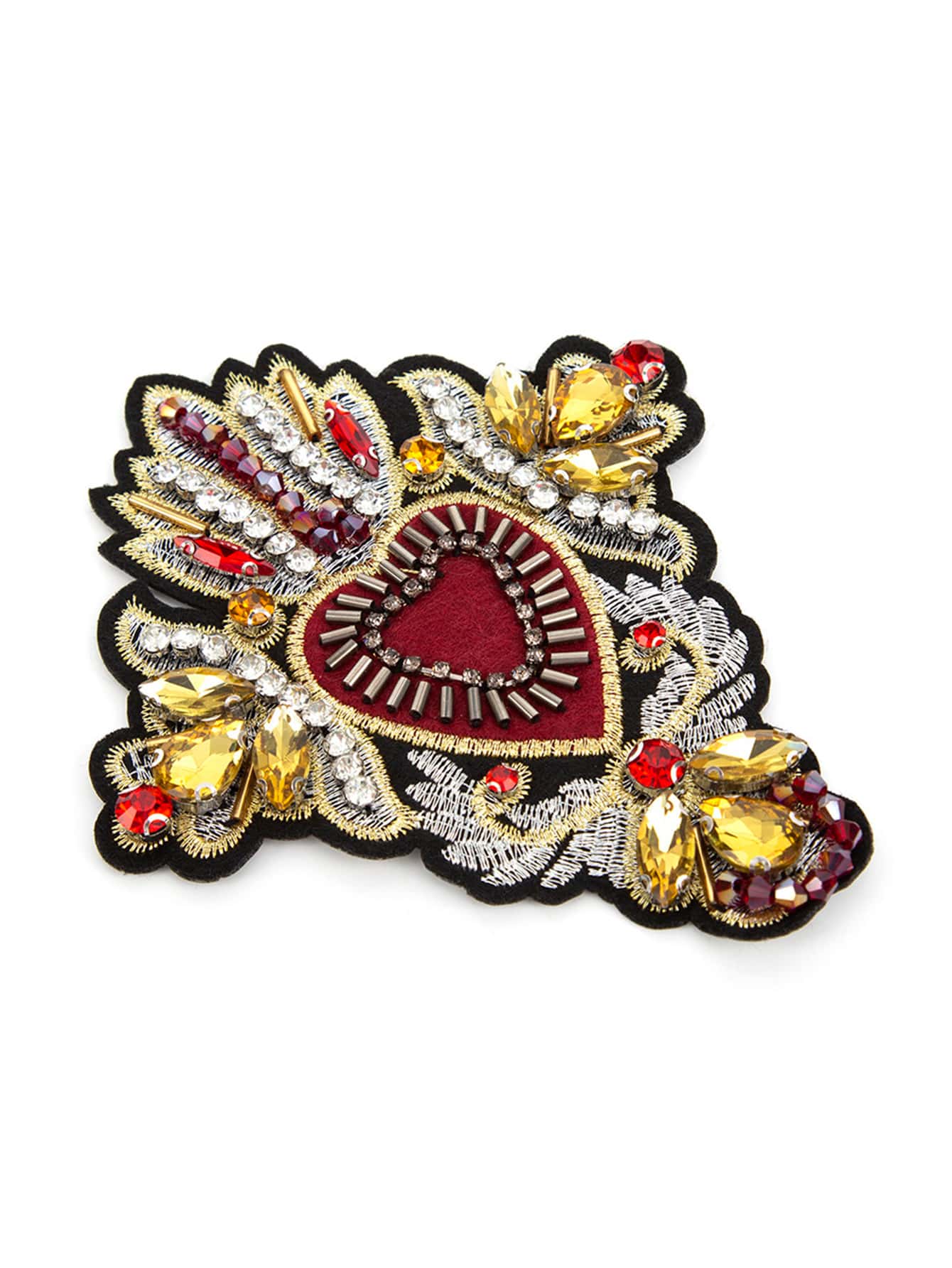 1pc Shield Shaped Embroidered Beaded Patch | SHEIN USA