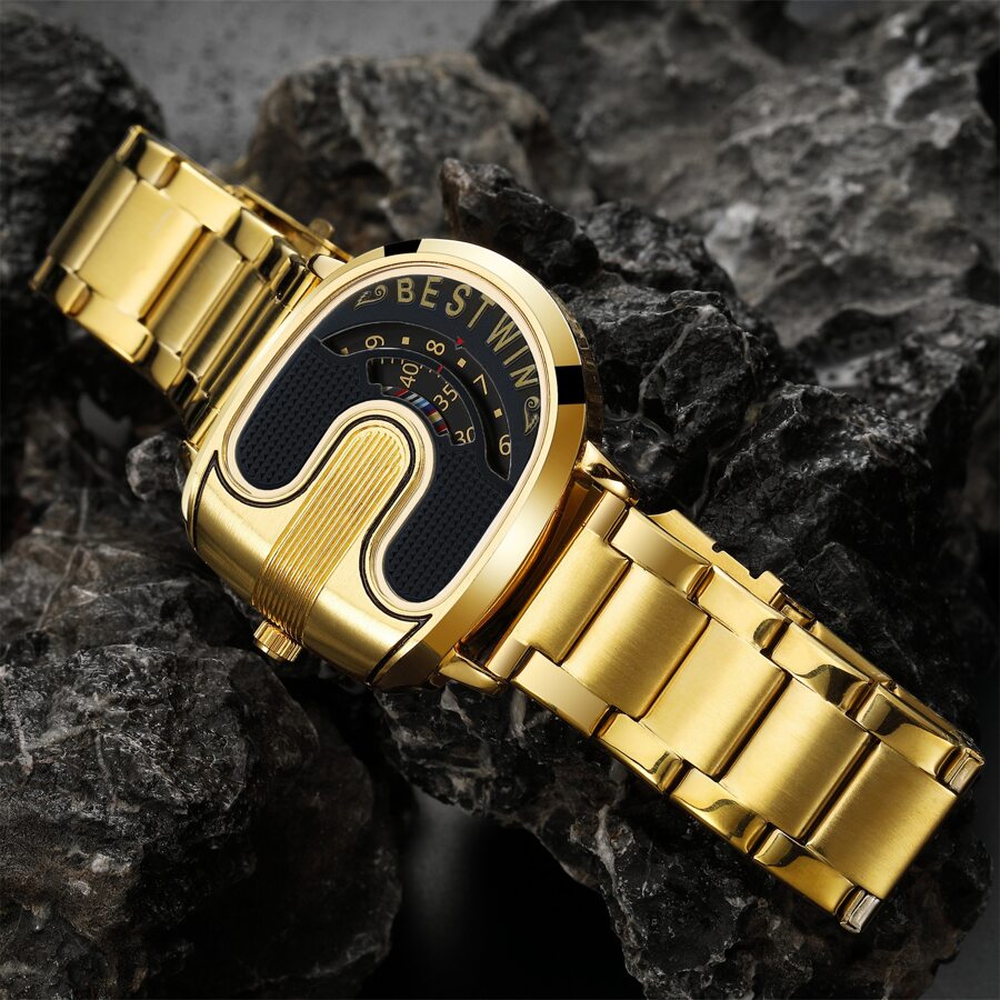 Unique Personality U-shaped Fashionable Alloy Quartz Men's Watch With Rotating Disc Dial | SHEIN USA