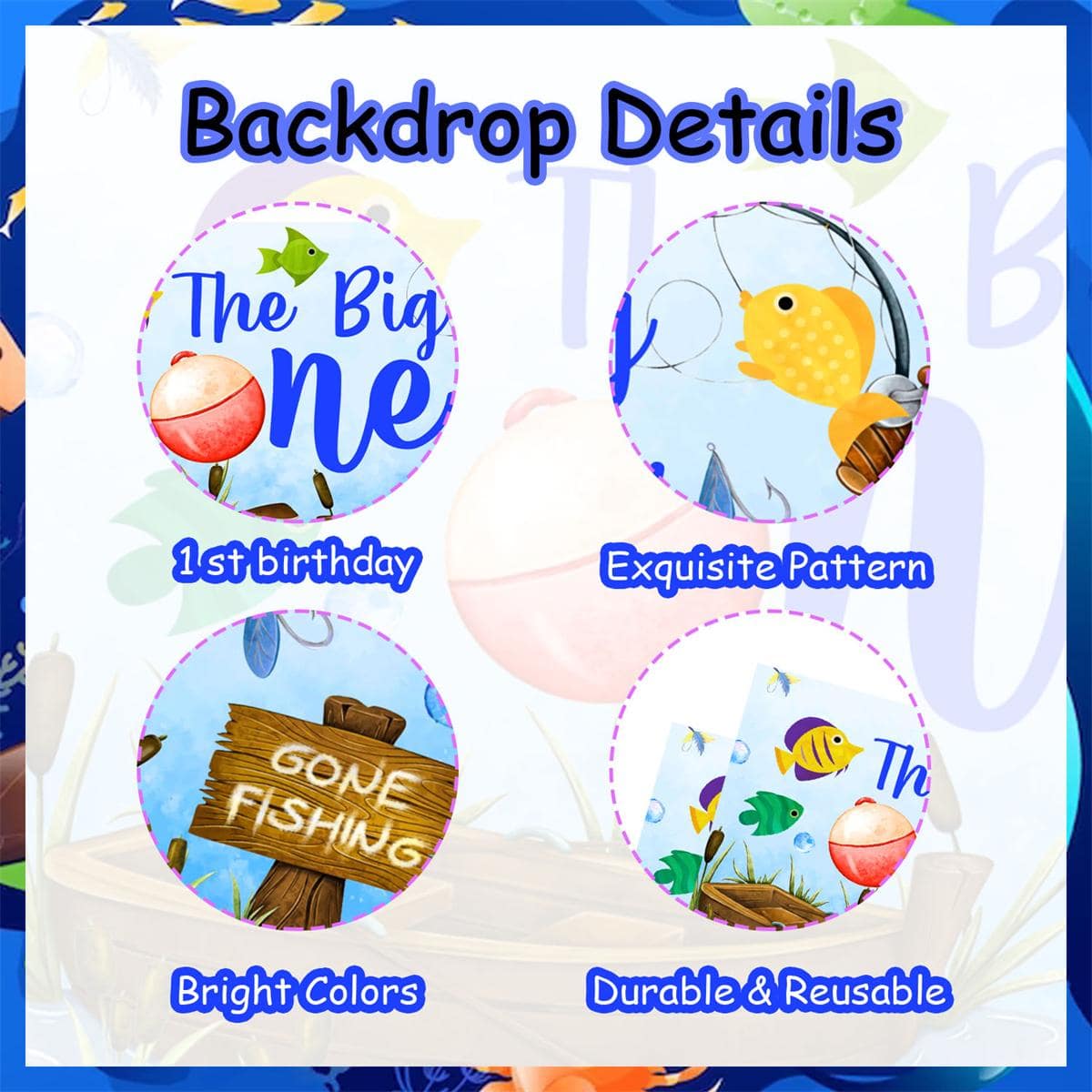 1pc The Big One Birthday Background for Boys Fishing , Fishing First ...