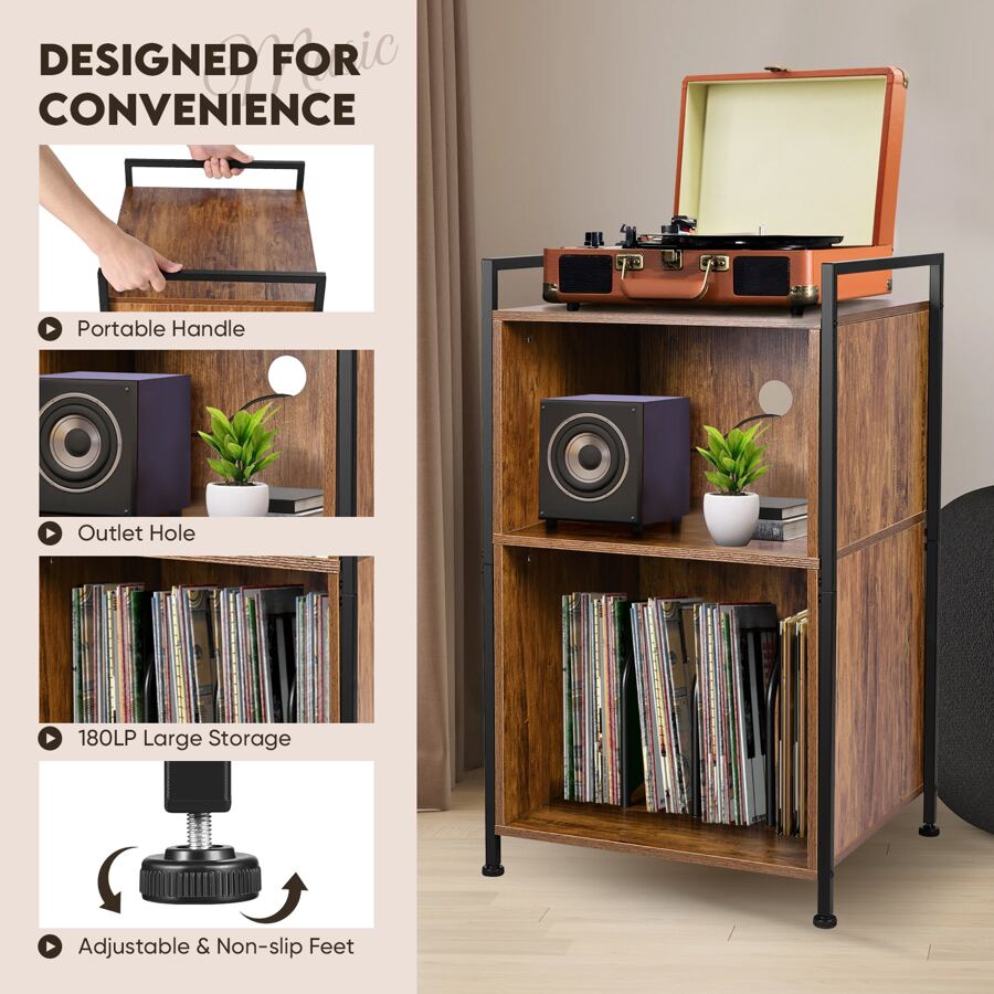 Turntable Stand 3-Tier Record Player Stand, Record Player Table with ...