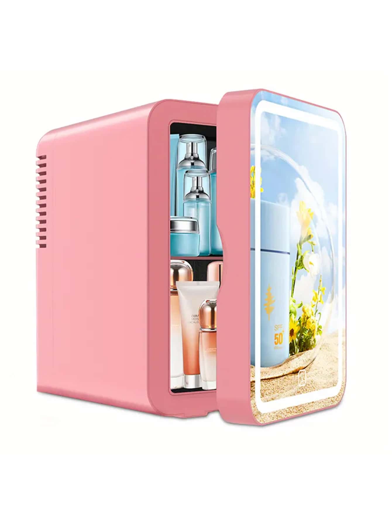 Mini Fridge with LED Mirror: Keep Your Skincare, Makeup & Food ...