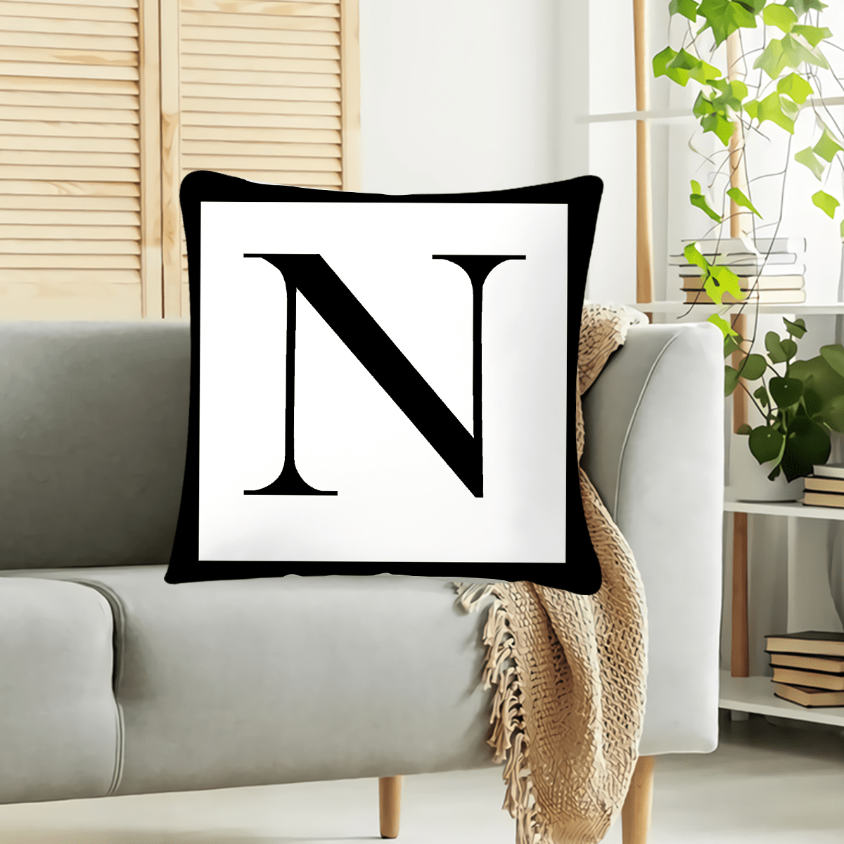 1pc Pillowcase Without Pillow Inner, Simple Style Initial Letter Throw ...