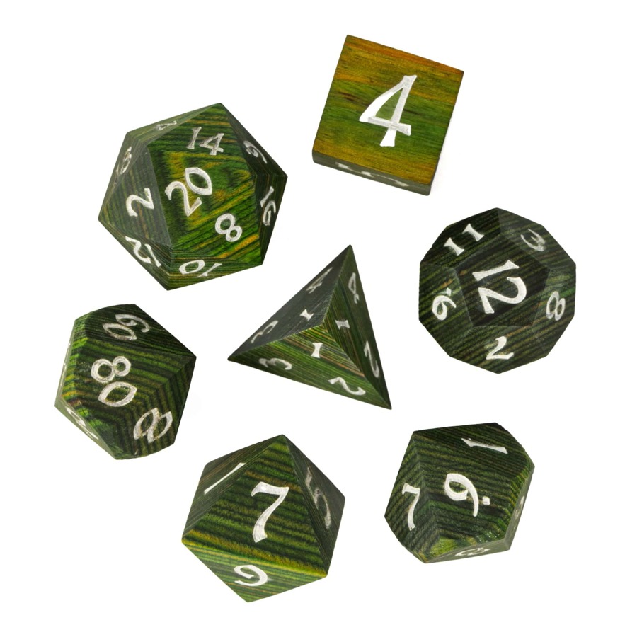 Cusdie 7-Die D&D Dice Made By Wood, Wooden D&D Dice, Polyhedral Dice ...