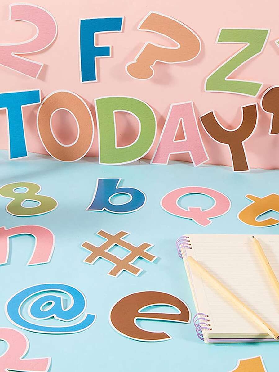 72 Pieces Boho Prints Letters Cutout Rainbow Bulletin Board Letters ...