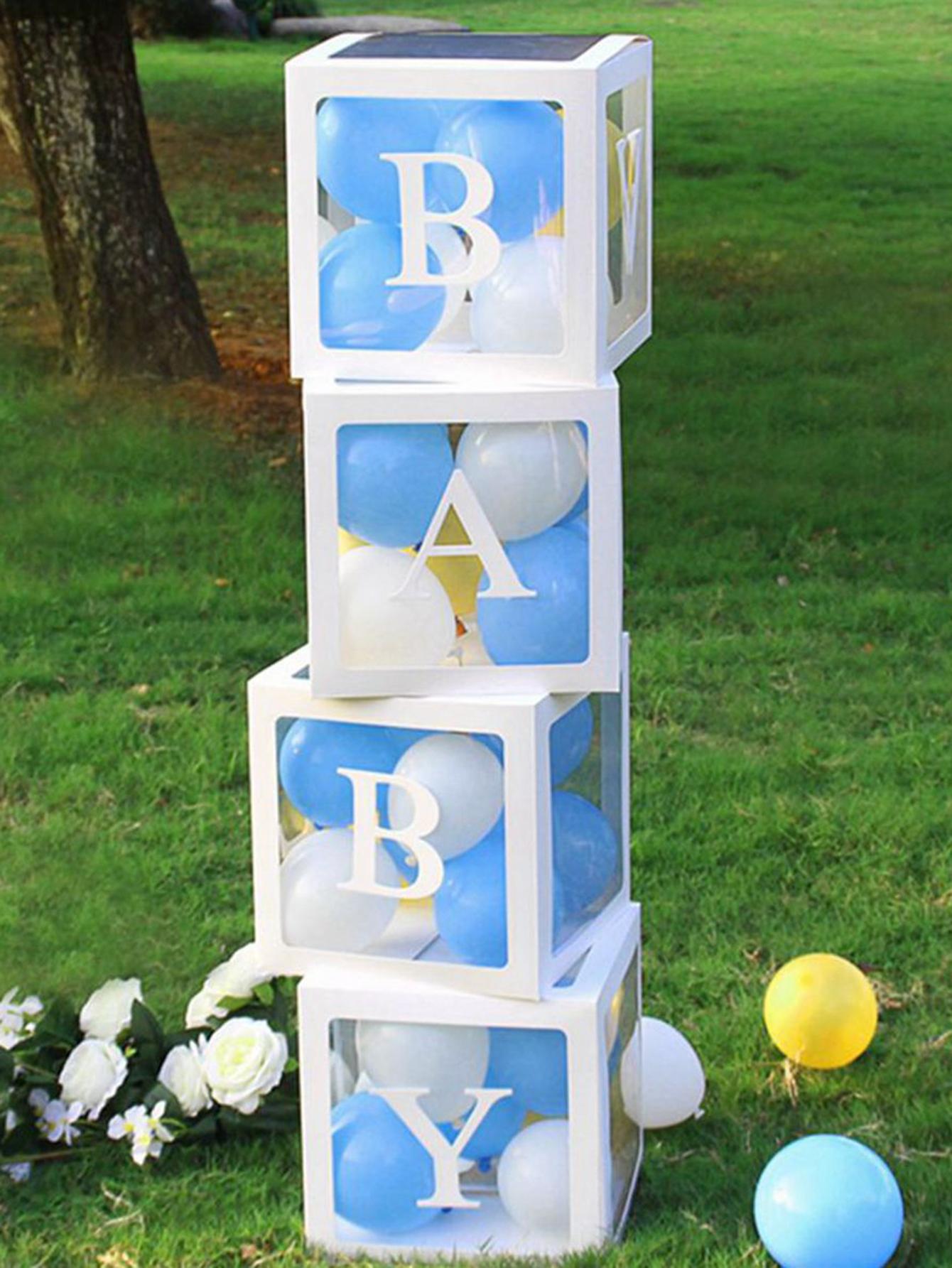1set Balloon Box, Baby Box One Box With Letter White Clear Balloon Box ...