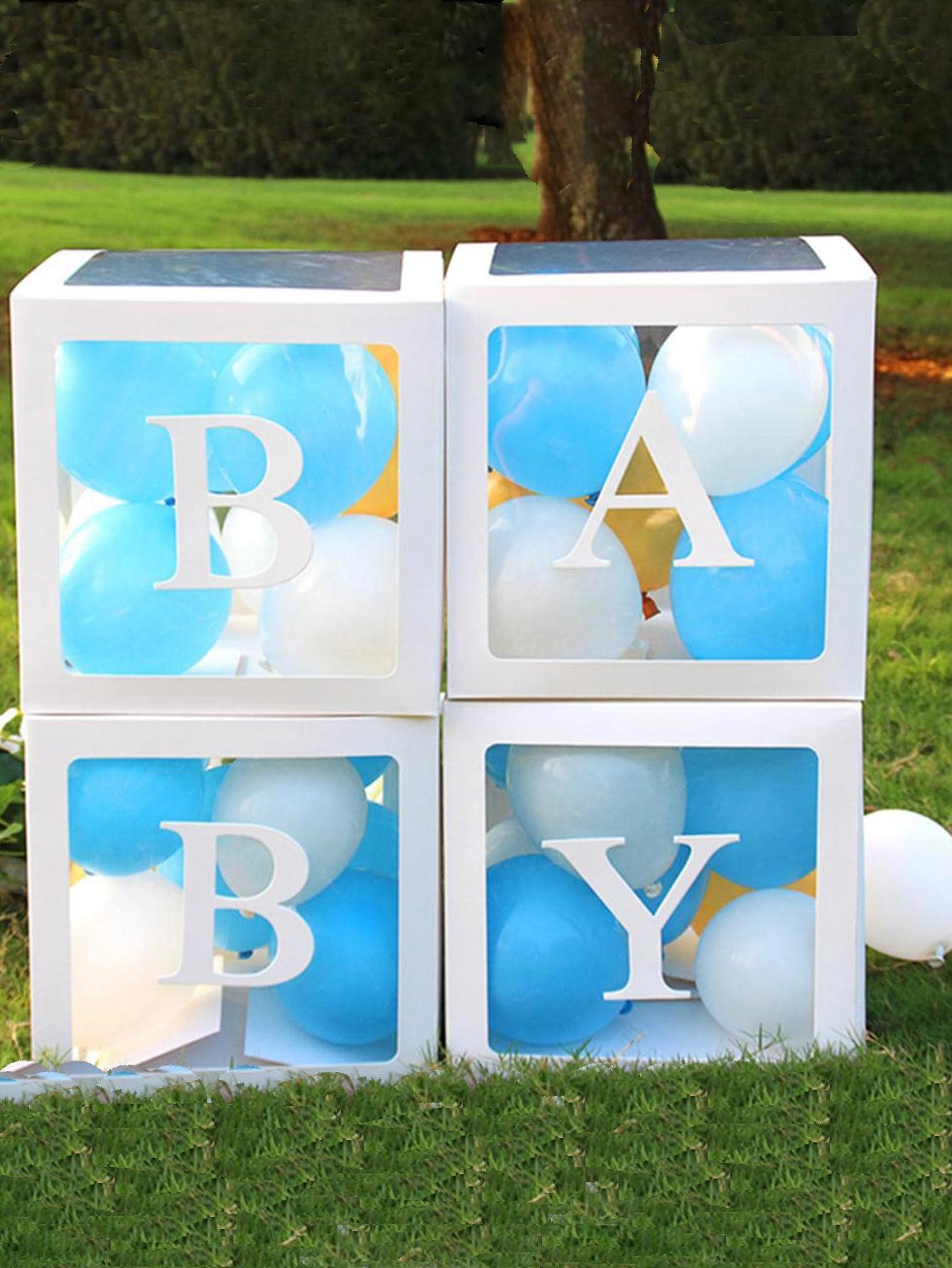 1set Balloon Box, Baby Box One Box With Letter White Clear Balloon Box ...