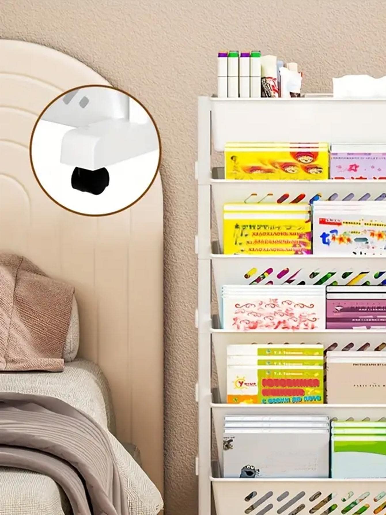 1pc Floor-standing Movable Classroom Side Bookshelf, Wall-mounted Desk ...