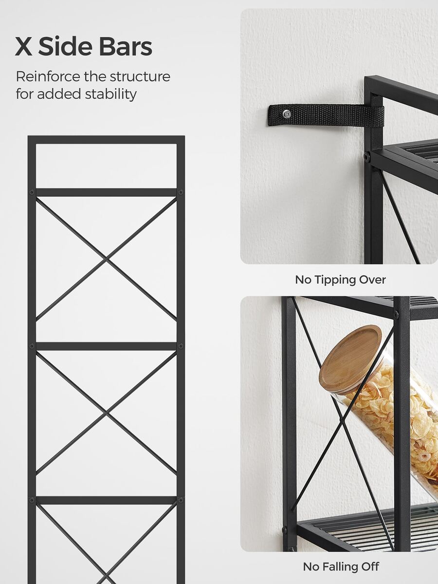 SONGMICS 5-Tier Metal Storage Shelf, Shelving Unit With X Side Frames ...