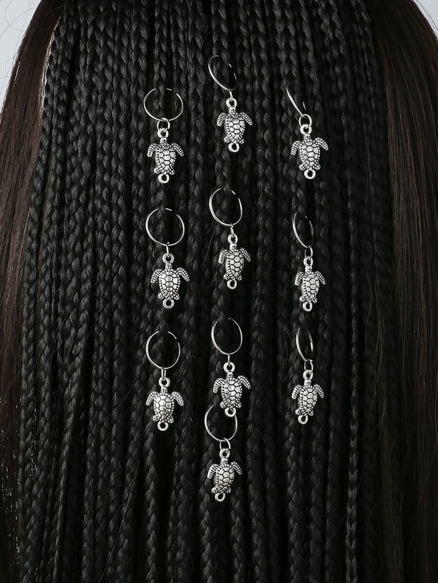 10pcs Vintage Alloy Texture Turtle Shaped Braids Hair Accessories For ...