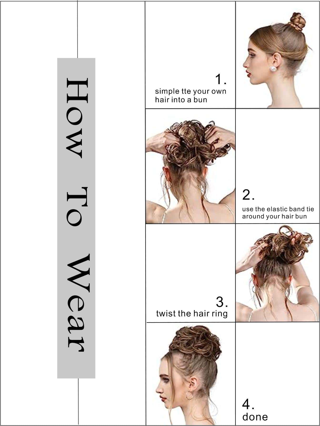 Long Beard Hair Circle, Synthetic Wavy Hairstyling Hair Bun With Long ...