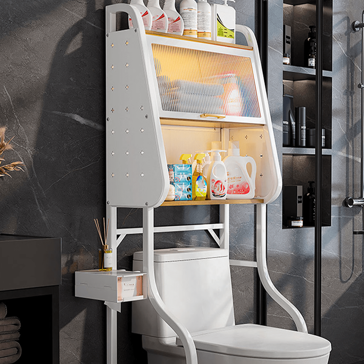 Bathroom Organizer,Metal 3-Tier Over-The-Toilet Space Saver Organizer ...