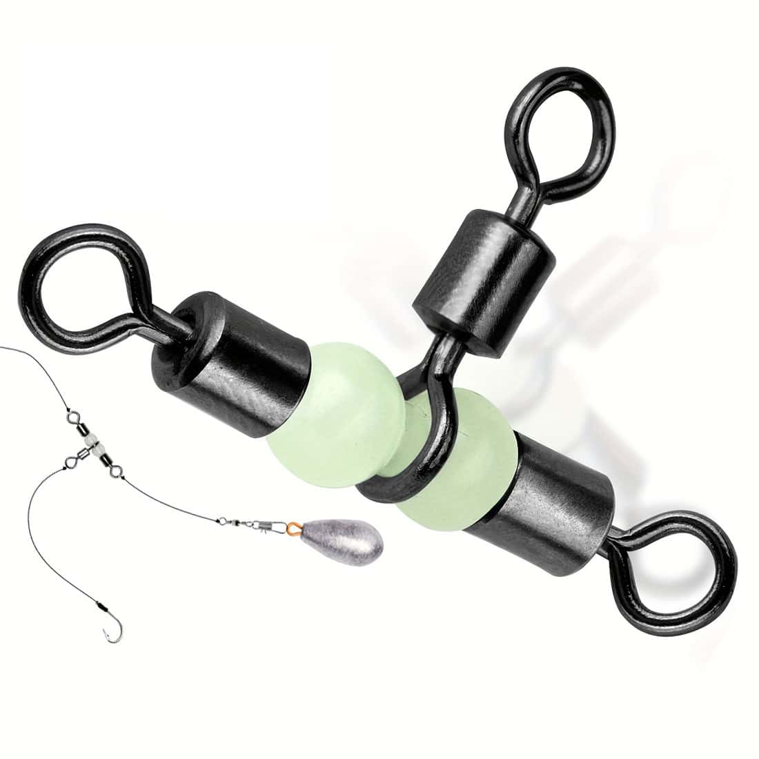 30Packs Triangle Swivels Heavy-Duty Rolling T Swivel with Glow Beads, 3 ...