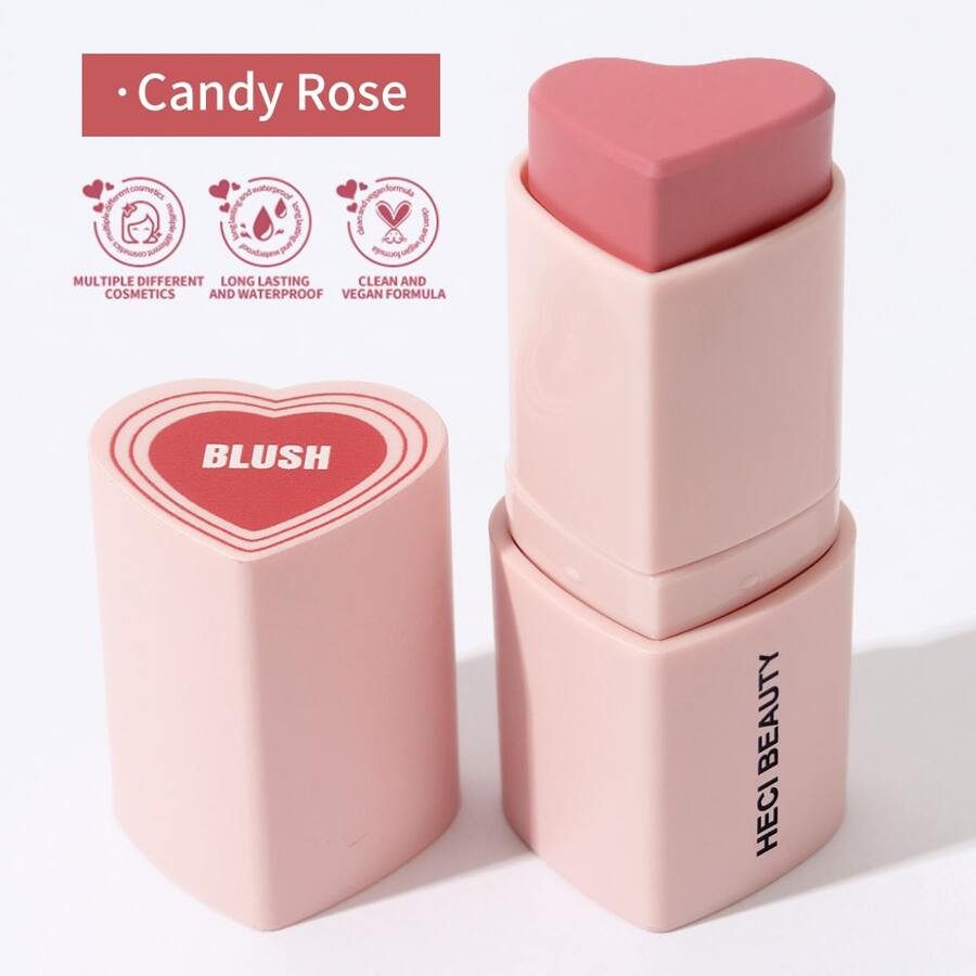 HECI BEAUTY Rubor en crema con forma de corazón 3 en 1 - Rosa y brillo ...