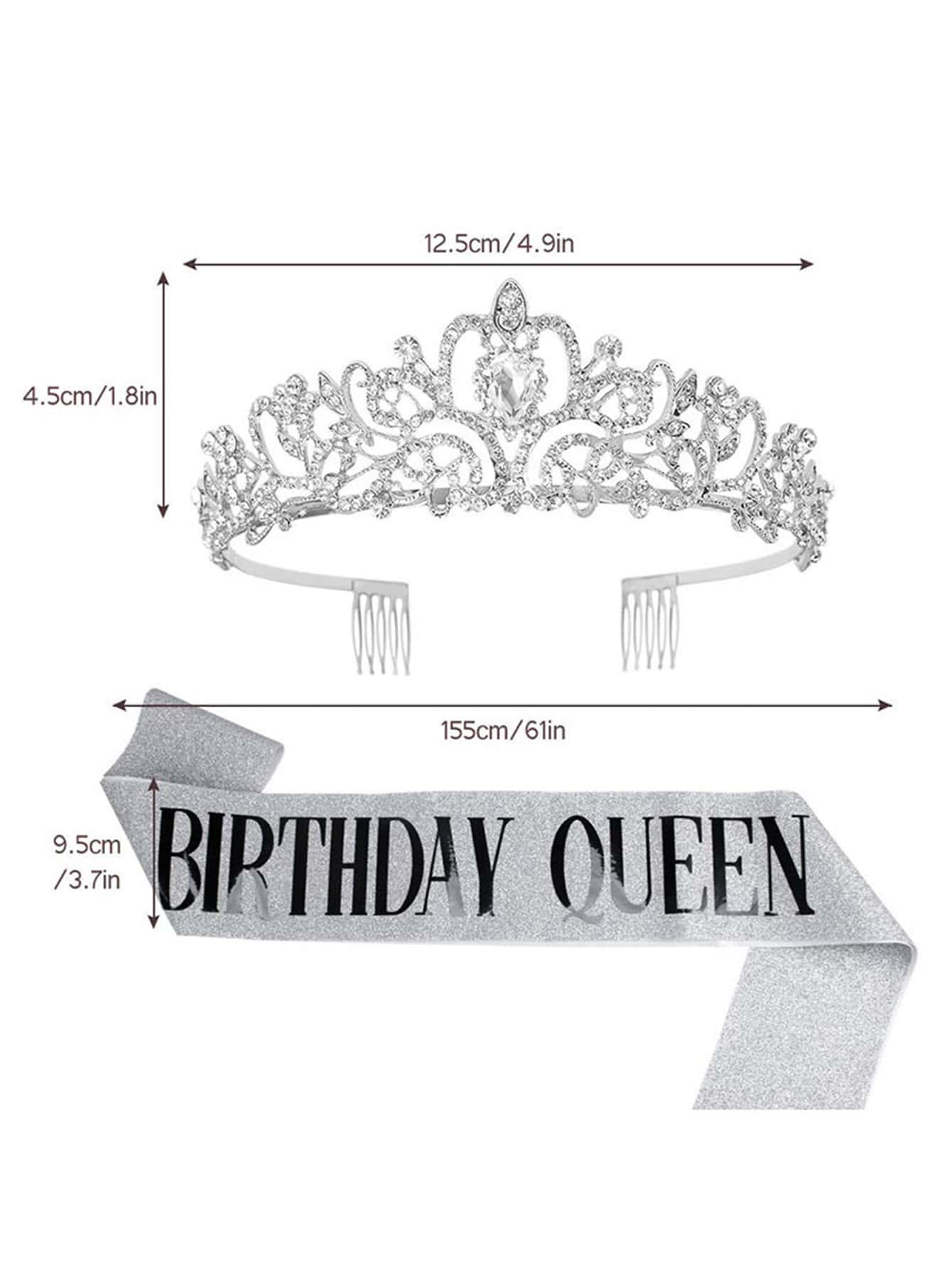 2pcs/set Birthday Queen Party Crown With Shoulder Strap And Dress ...