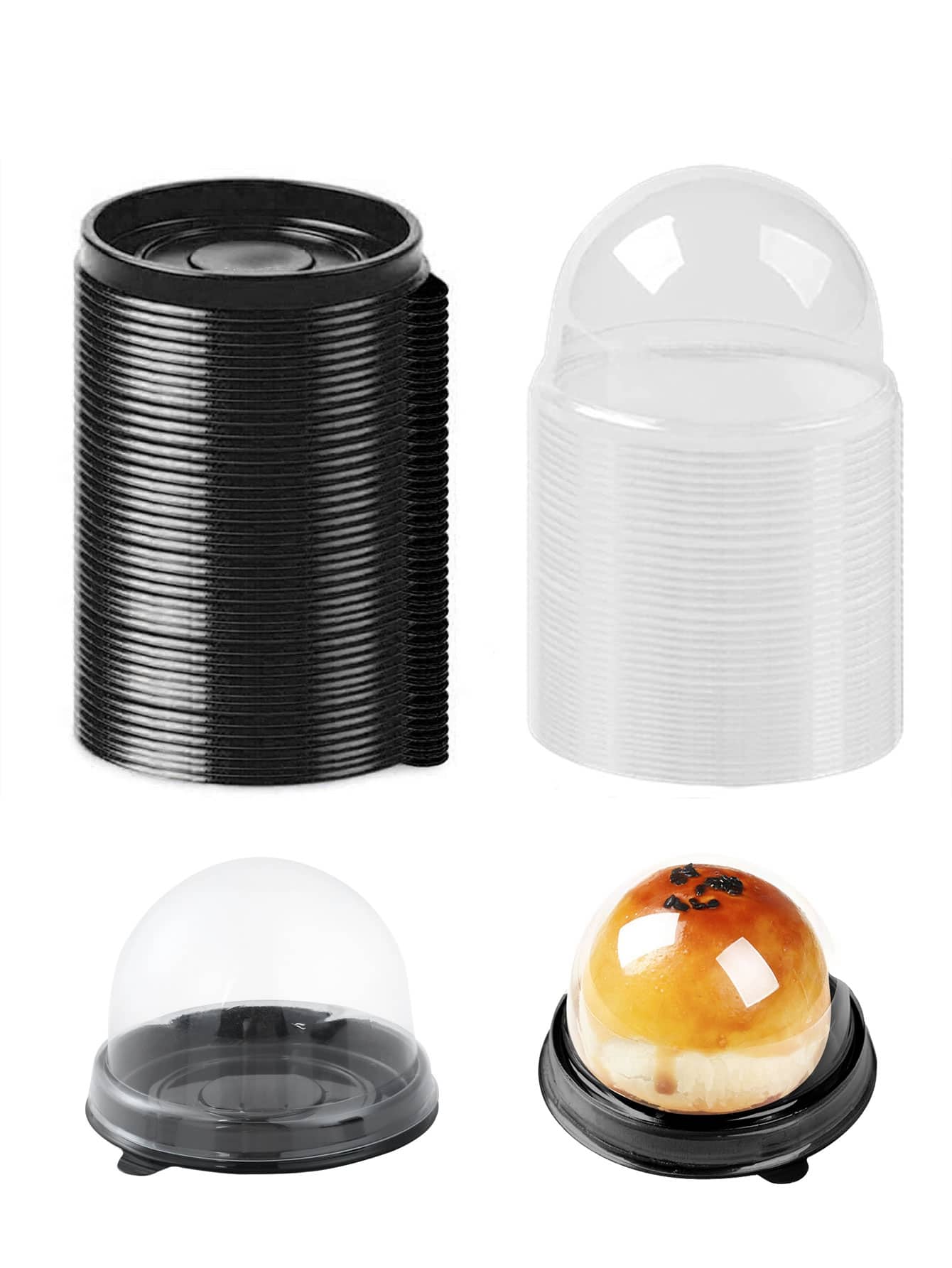 50pcs Golden Transparent Round Mini Cake Box Mooncake Box, Festival ...