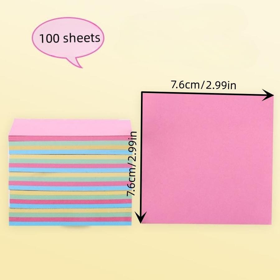 1pc Colorful Sticky Note Pad 7.6cm*7.6cm 100 Sheets For Office Use ...